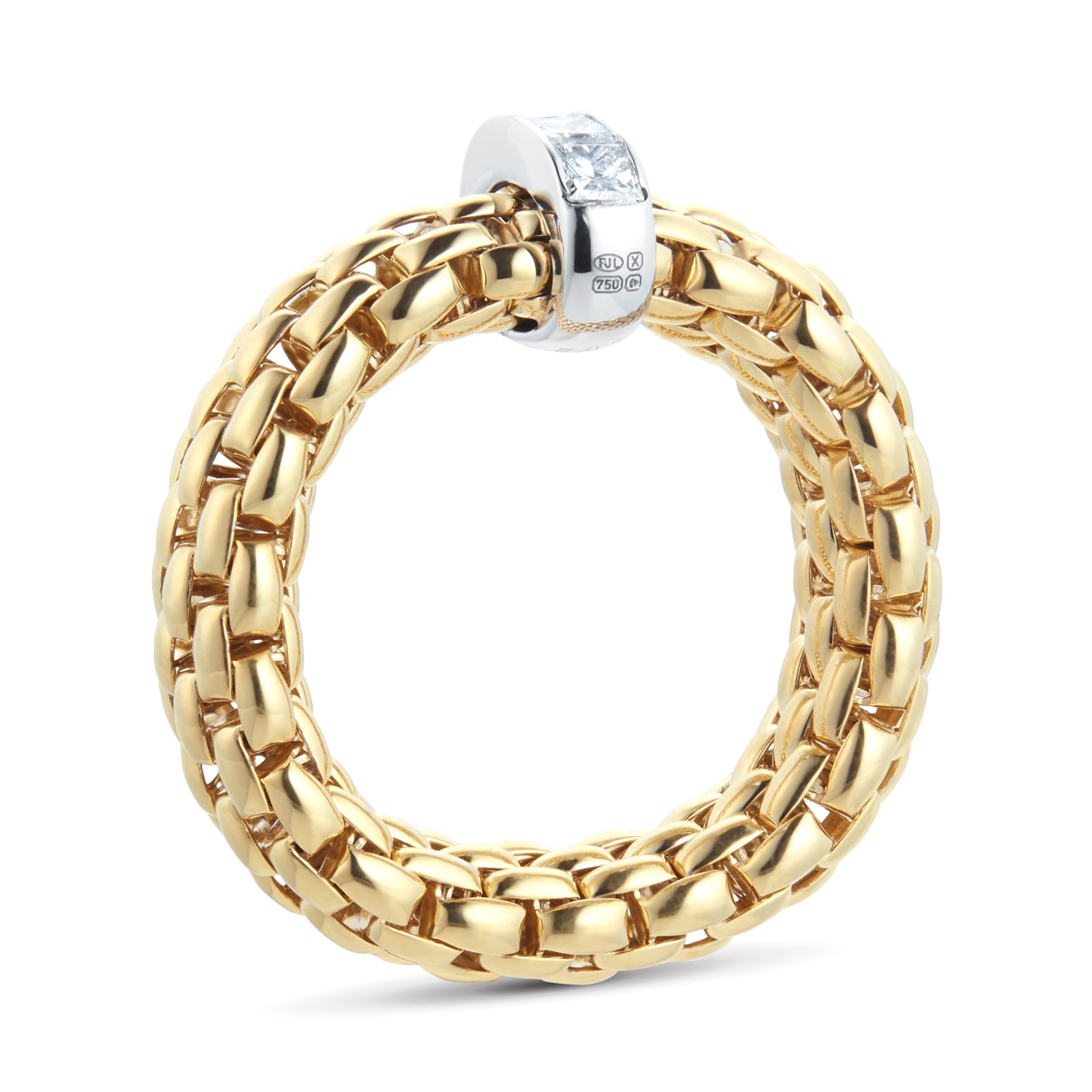 Fope 18ct Yellow Gold Vendome 0.35cttw Diamond Princess Medium Ring ...