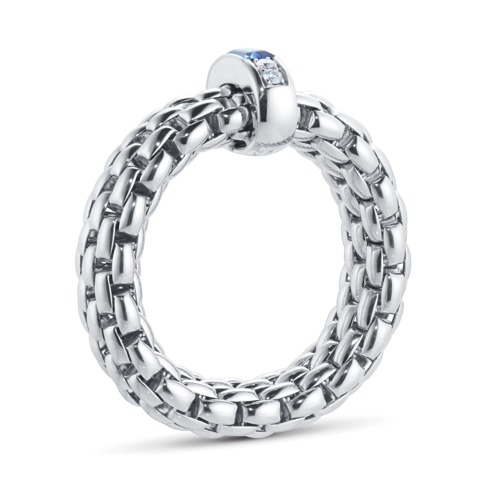 Fope 18ct White Gold Vendome Flex'it Sapphire & 0.04cttw Diamond Medium Ring 58302AX_B2_B_XBX ...