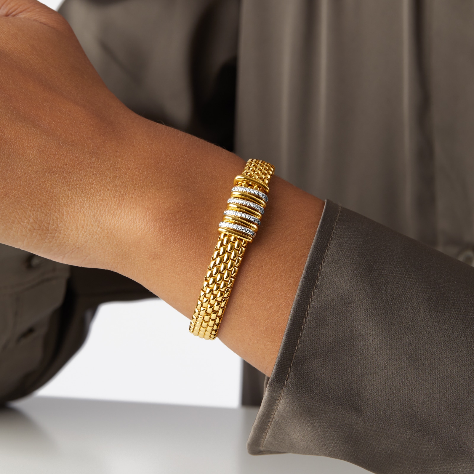 Fope 18ct Yellow Gold Panorama 0.30cttw Diamond Bracelet 58804BX_BB_G ...