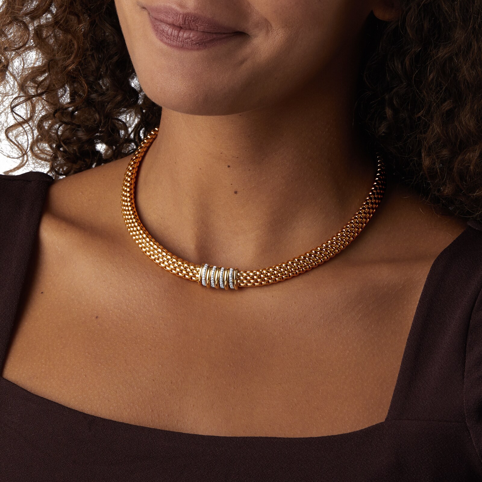 Fope 18ct Yellow Gold Panorama 0.30cttw Diamond Necklet 58812CX_BB_G ...