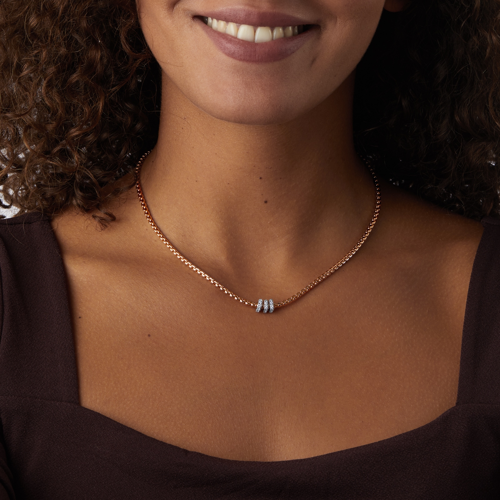 Fope 18ct Rose Gold Diamond Necklace 73901CX_PB_R_BBB_043 | Goldsmiths