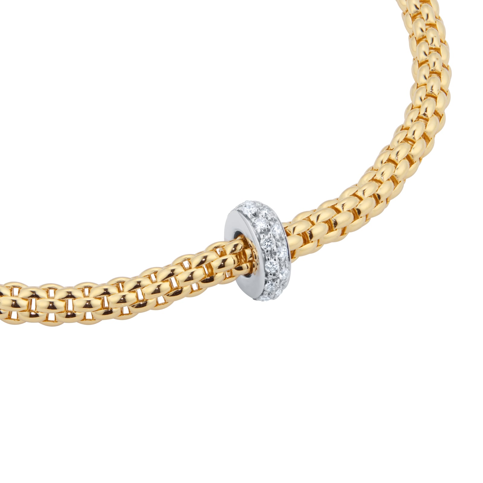 Fope 18ct Yellow Gold Flex'it Prima Diamond Necklace 74508CX_BB_G_XBX ...
