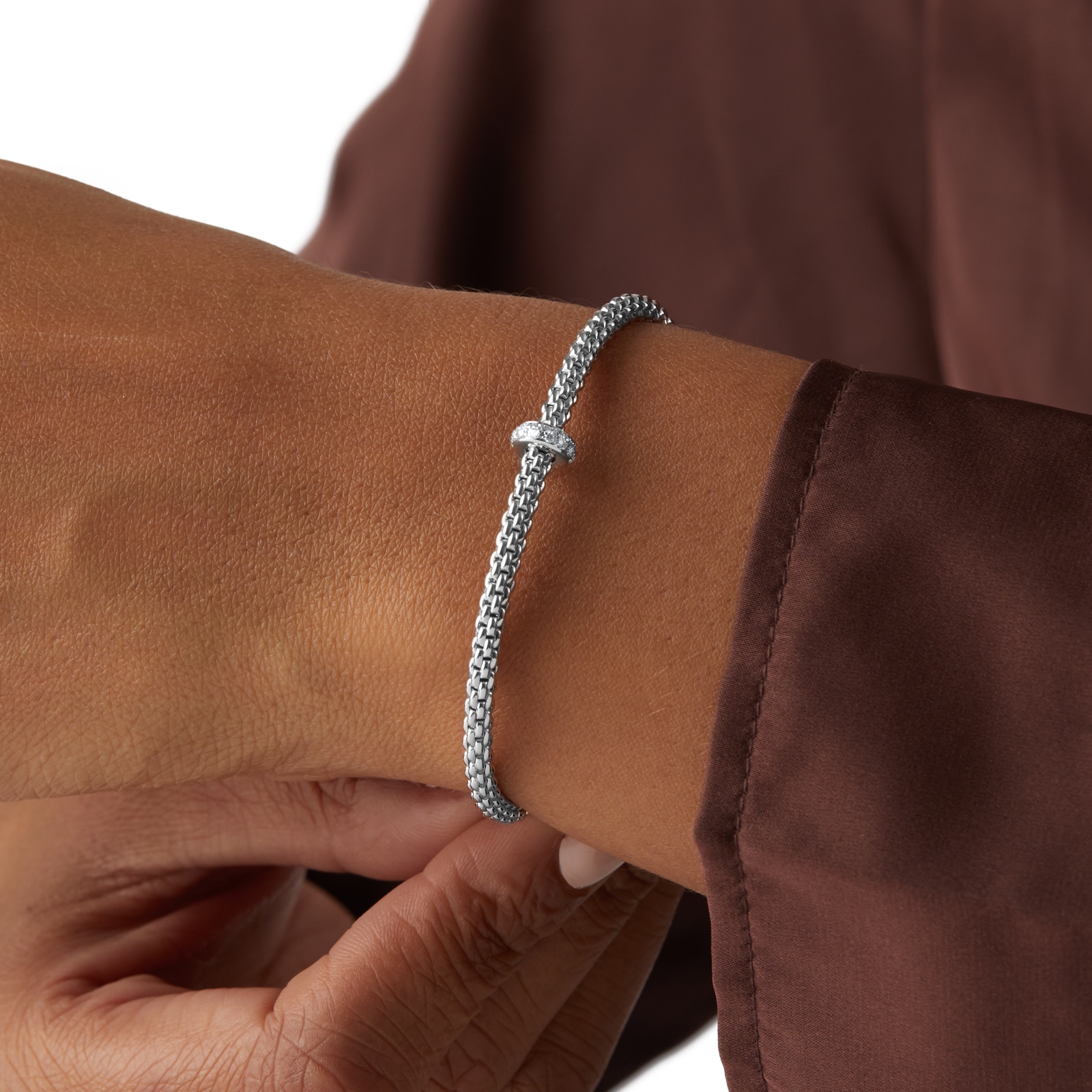 Fope 18ct White Gold Flex'it Prima Diamond Bracelet 74508BX_BB_B_XBX ...