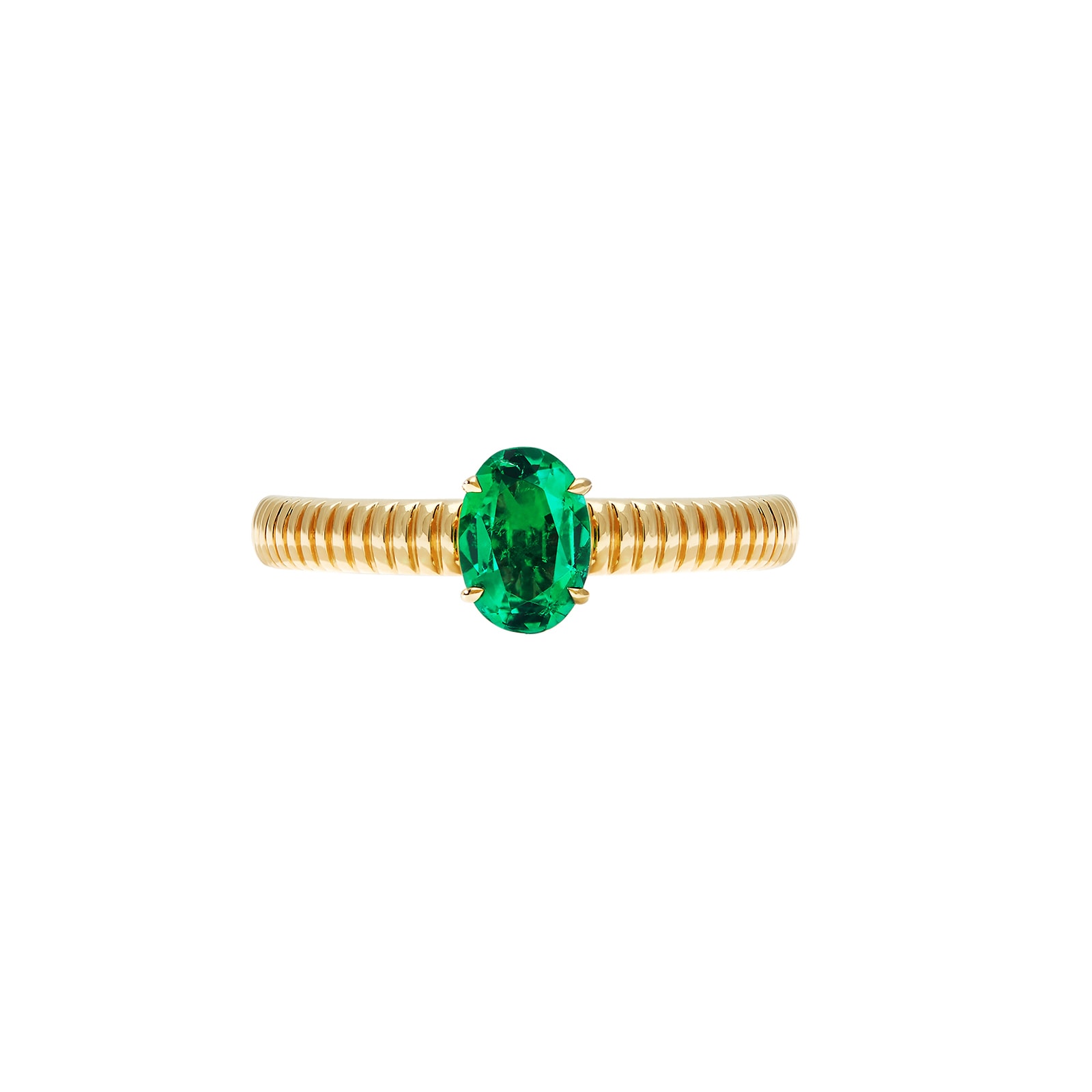 Fabergé Colours of Love 18ct Yellow Gold Emerald Fluted Ring 845RG2499 ...
