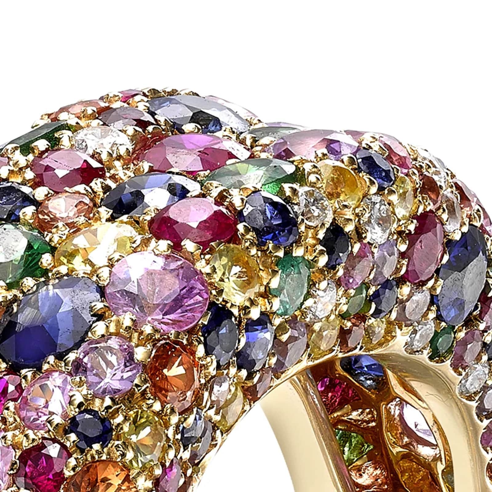 Fabergé Emotion 18ct Yellow Gold Multicoloured Gemstone Petit Ring ...