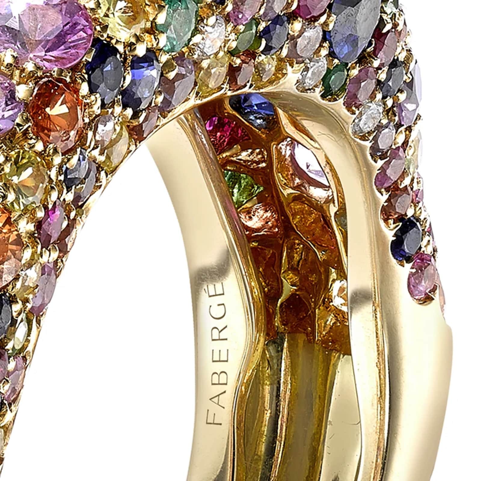 Fabergé Emotion 18ct Yellow Gold Multicoloured Gemstone Petit Ring ...