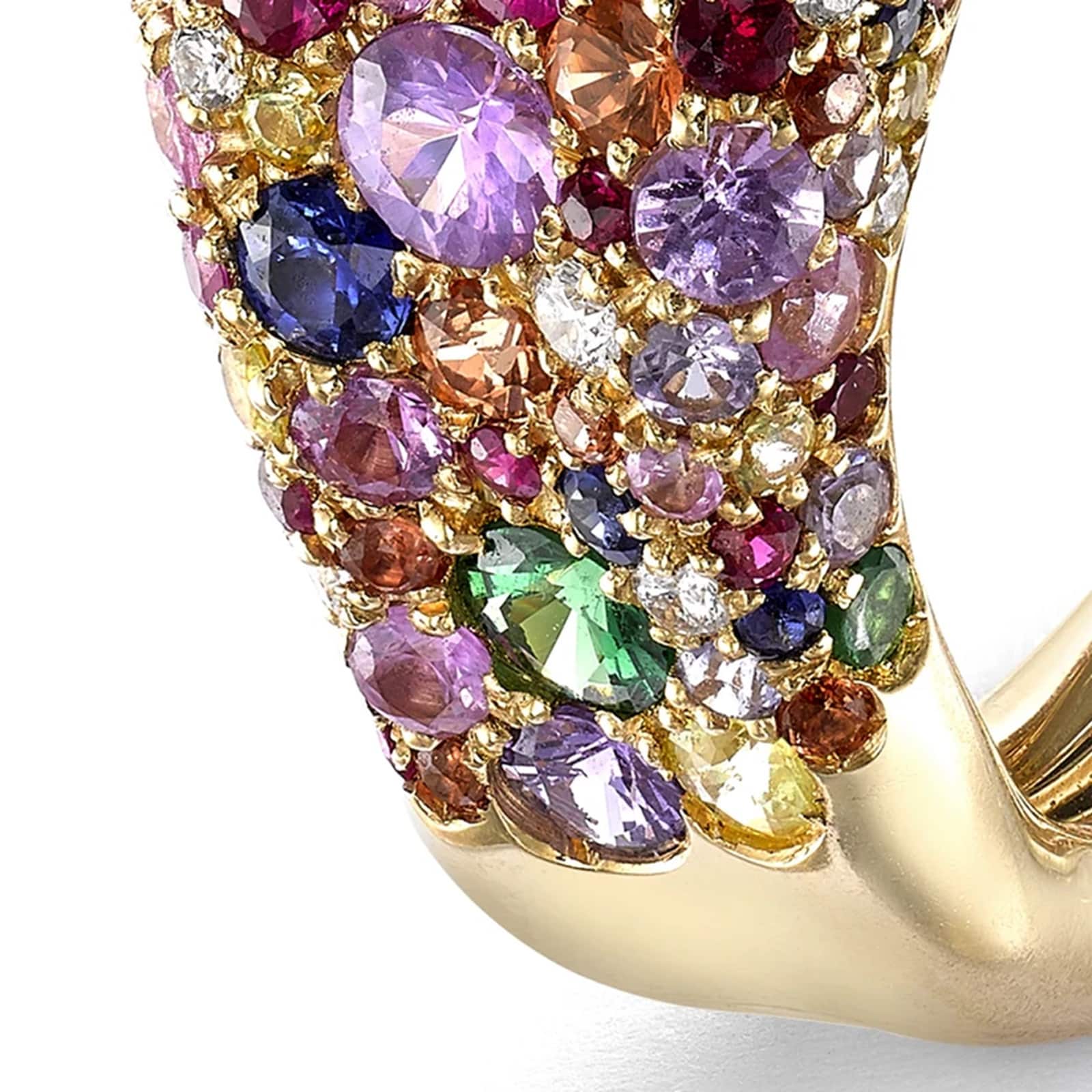 Fabergé Emotion 18ct Yellow Gold Multicoloured Gemstone Petit Ring ...