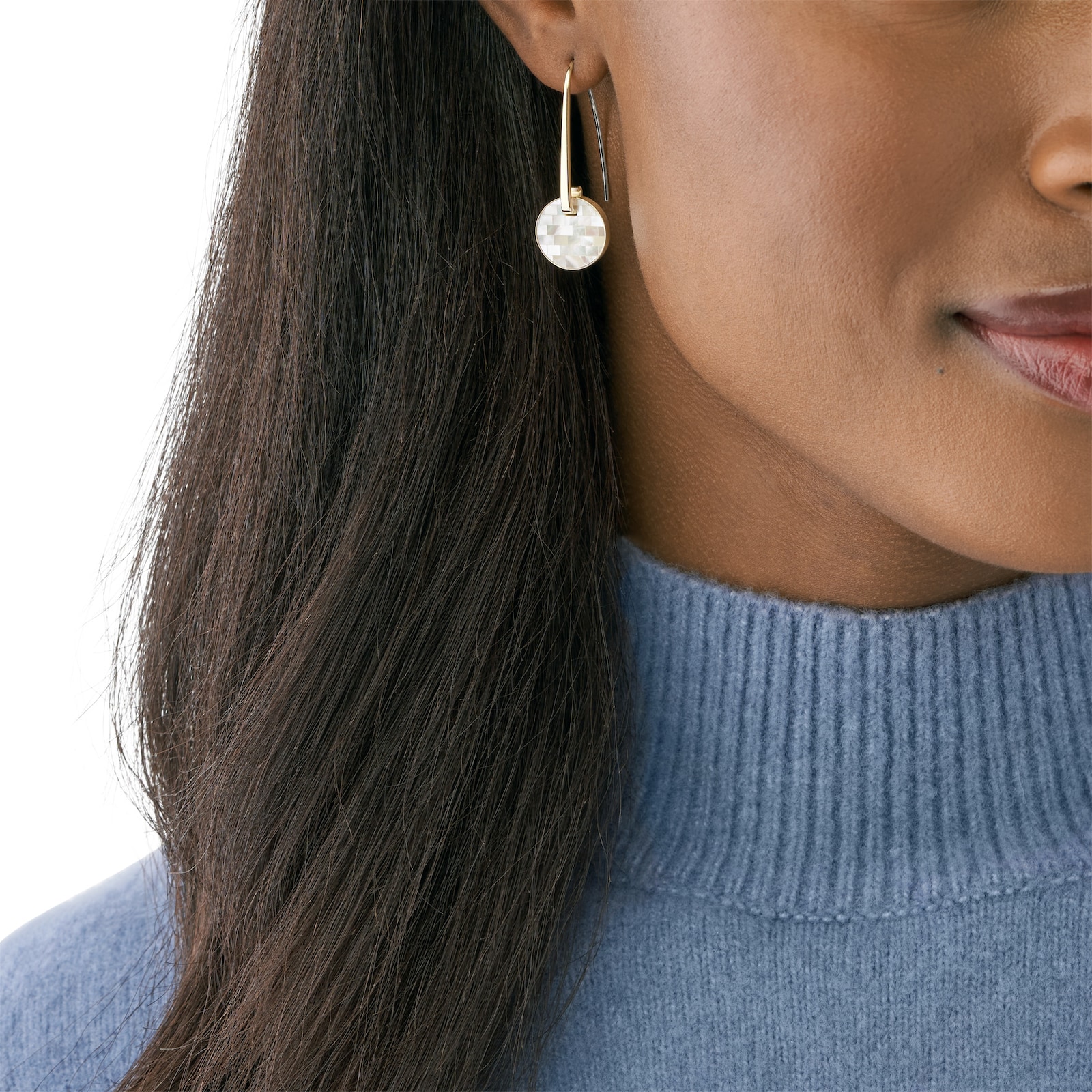 Skagen Agnethe Yellow Gold Coloured Mother of Pearl Drop Earrings ...