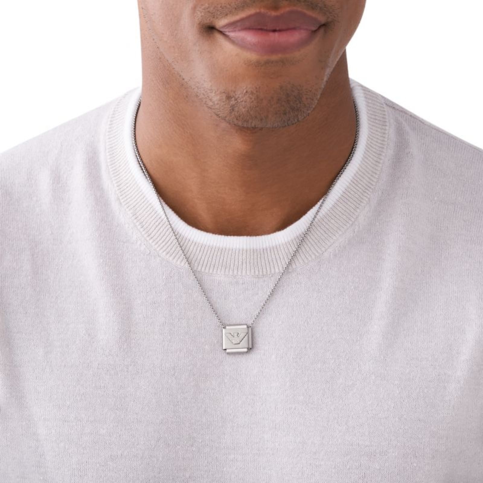 Emporio Armani Mens EA Logo Stainless Steel Necklace EGS2915040 ...