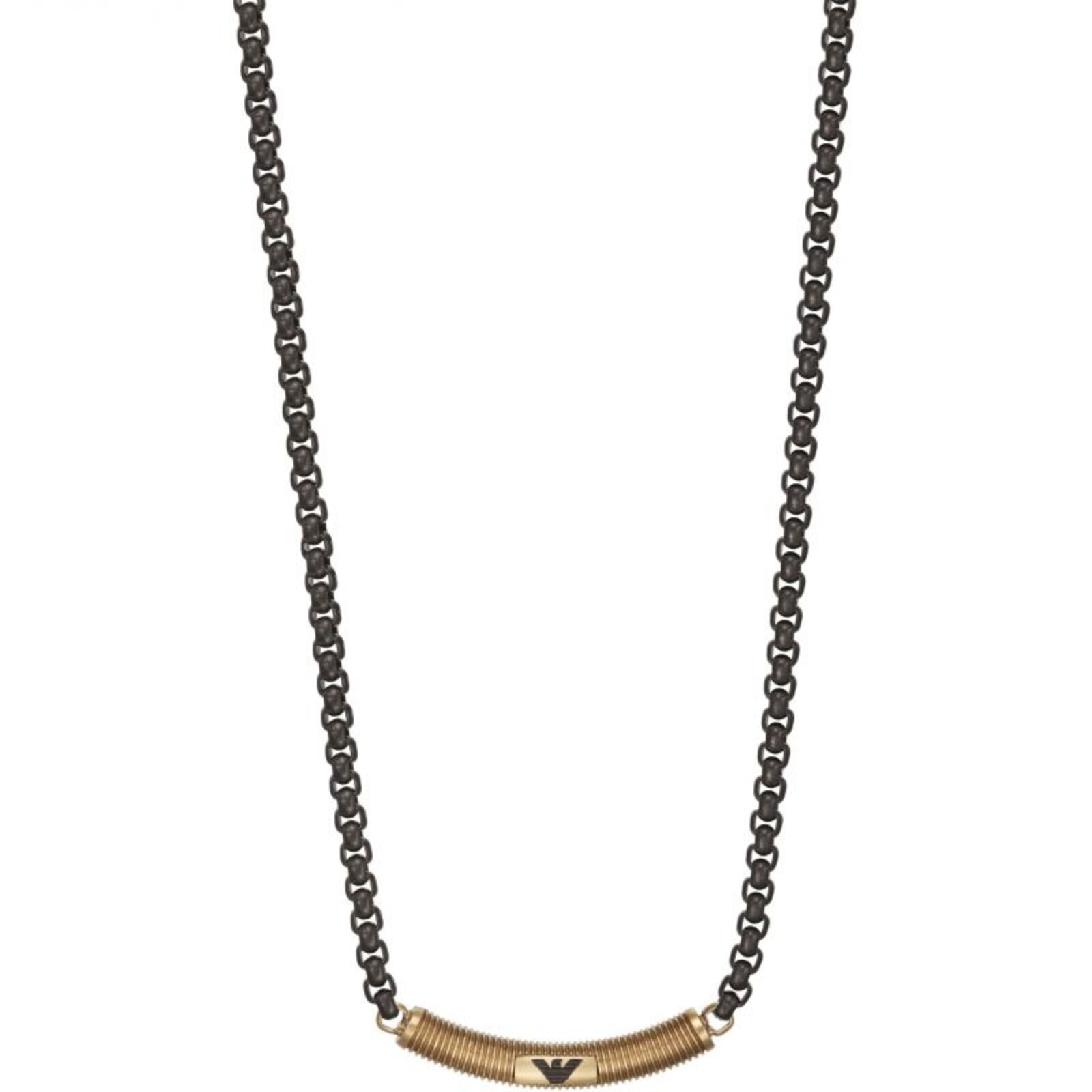 Emporio Armani Gents Stainless Steel Black & Gold Necklace EGS2925251 ...