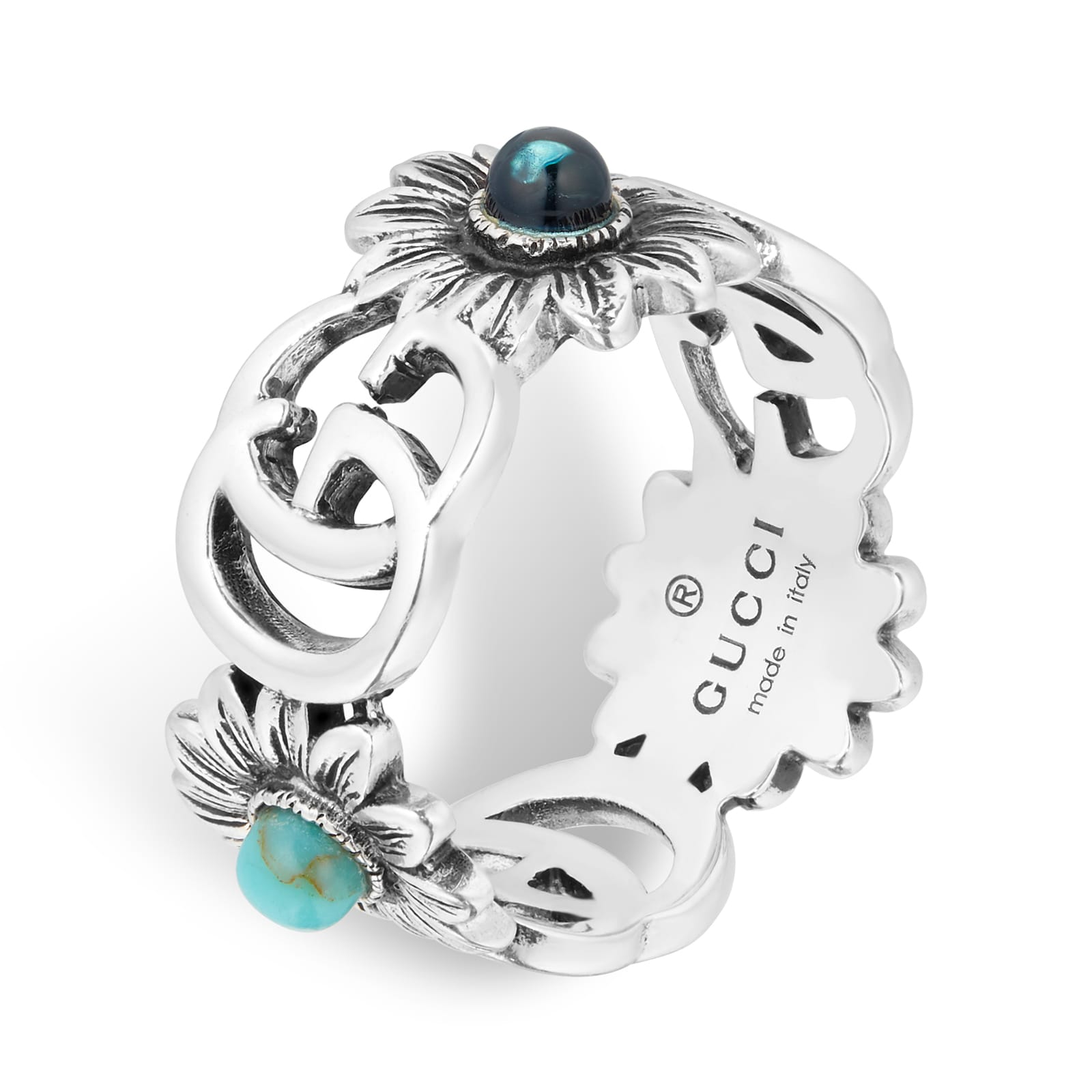 Gucci Sterling Silver GG Running Flower Ring YBC527394001 | Mappin and Webb