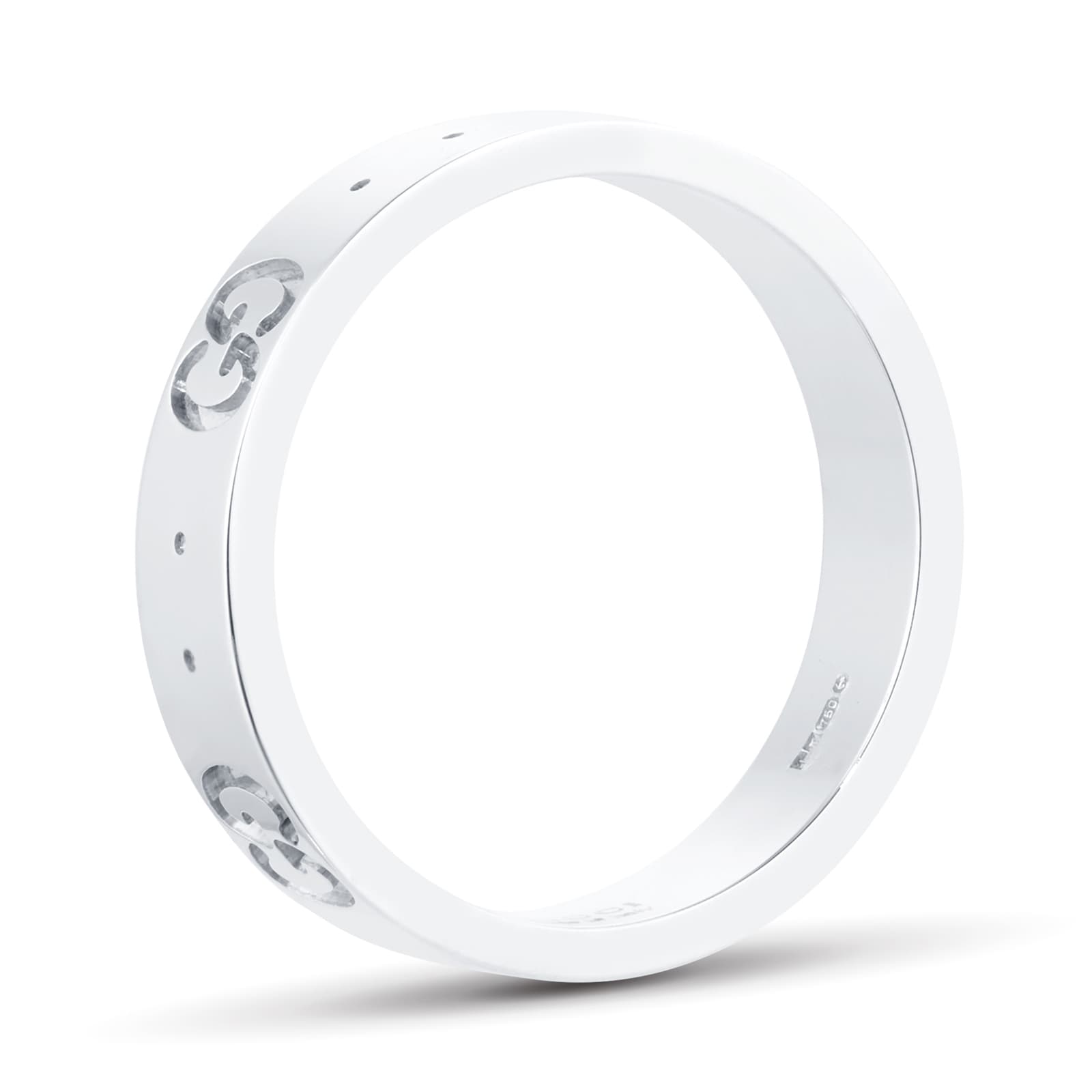 Gucci Icon 18ct White Gold Logo Band Ring YBC073230002 | Goldsmiths