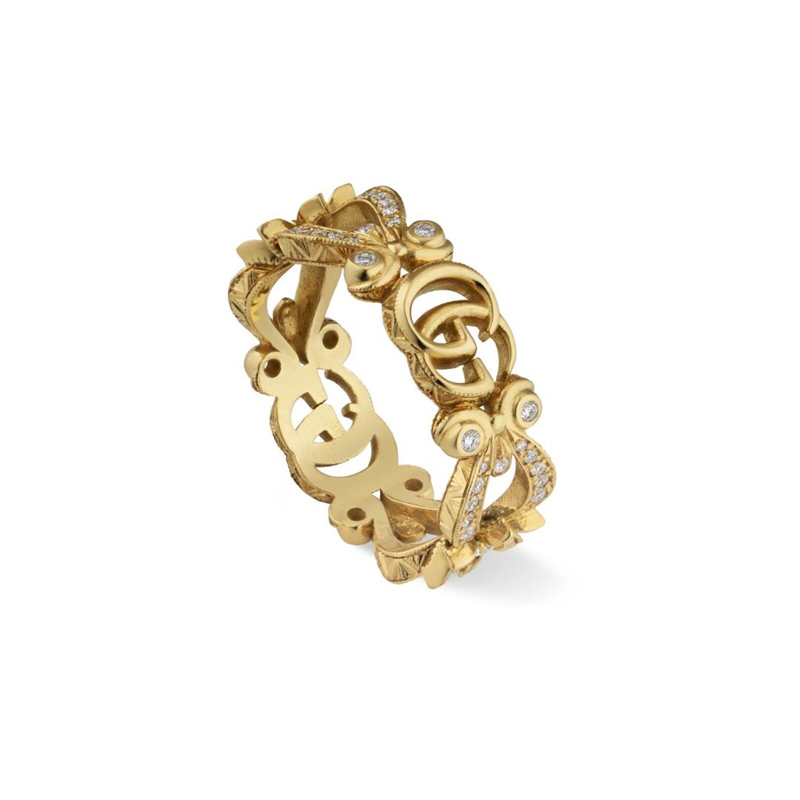 Gucci Gucci 18ct Yellow Gold Diamond Flora Ring YBC629828001 | Goldsmiths