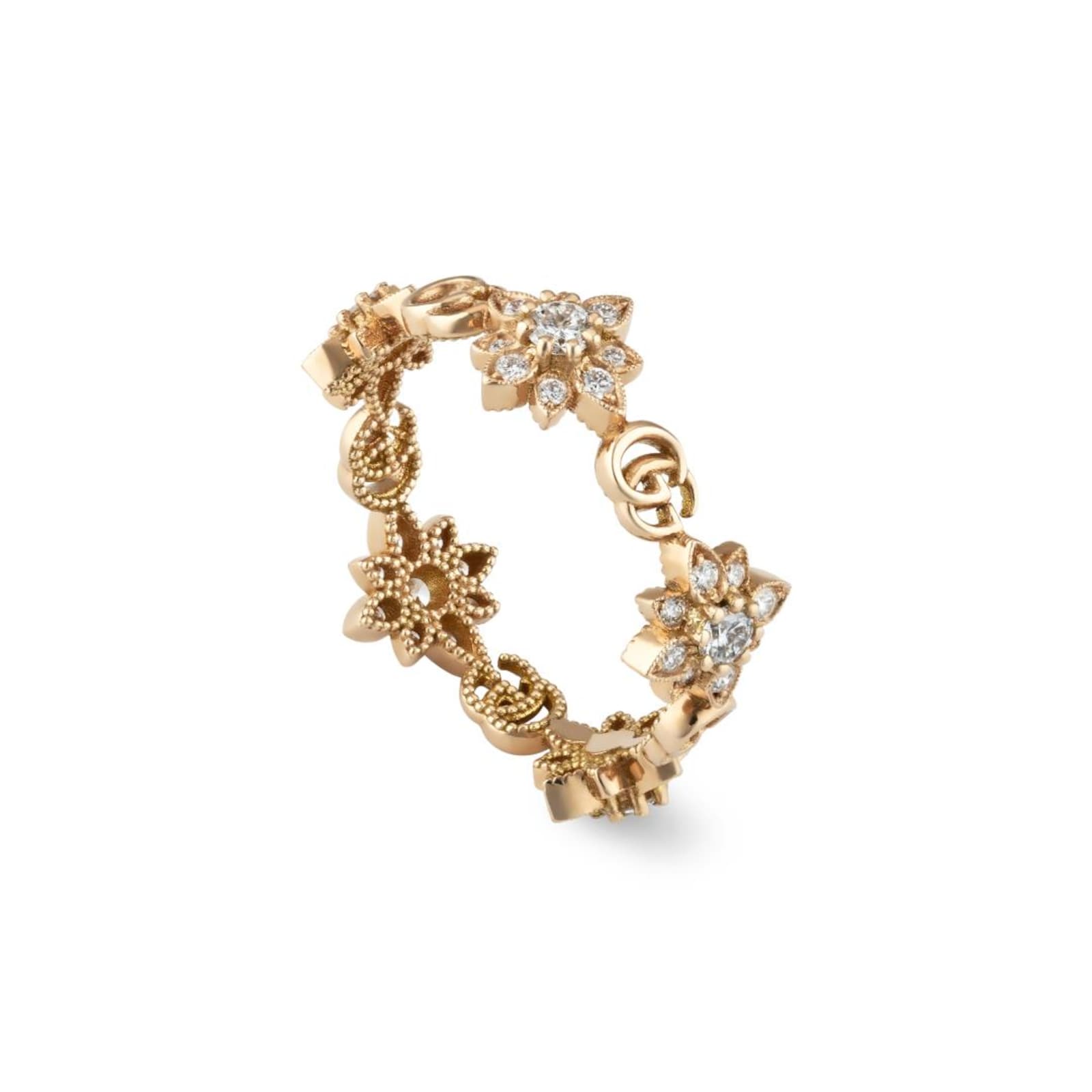 Gucci 18ct Rose Gold Gucci Flora Ring - Ring Size N YBC702391001 ...