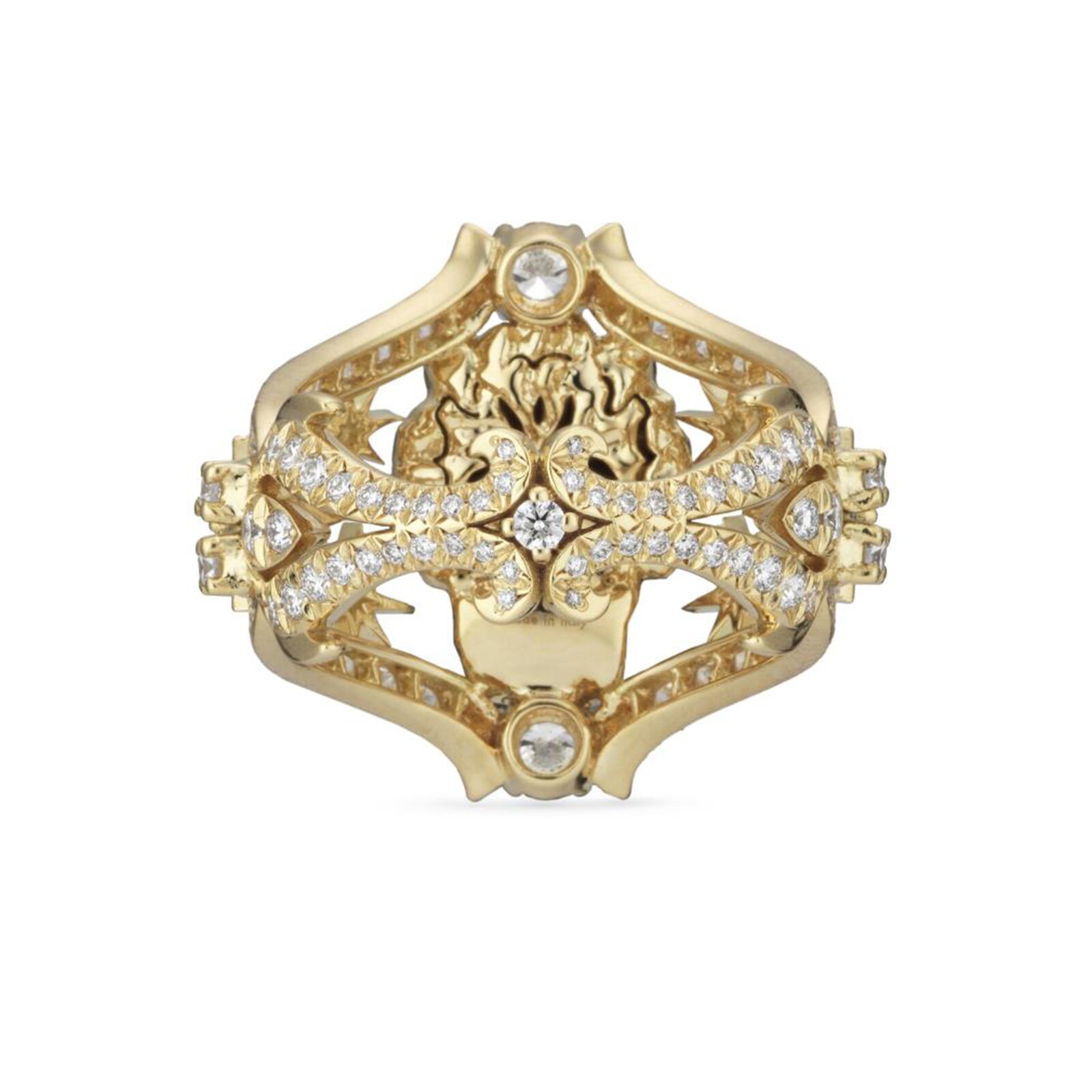 Gucci 18ct Yellow Gold Lion Head Diamond & Tourmaline Ring YBC679144002 ...