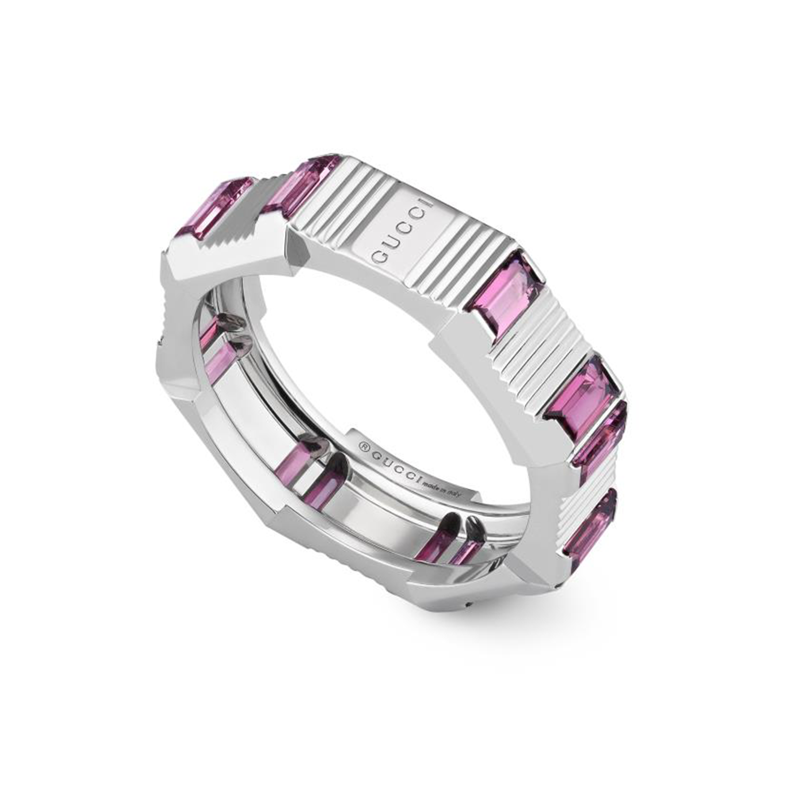 Gucci 18ct White Gold Gucci Link to Love Rubelite Ring YBC702414001 ...