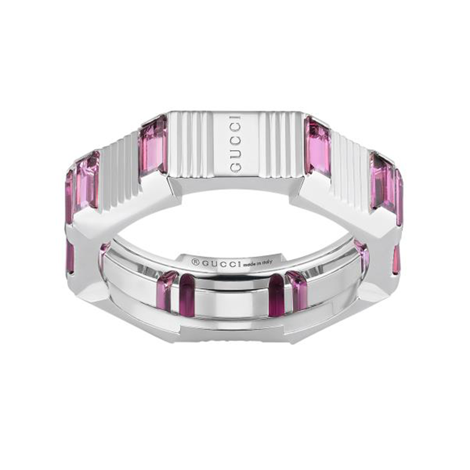Gucci 18ct White Gold Gucci Link to Love Rubelite Ring YBC702414001 ...