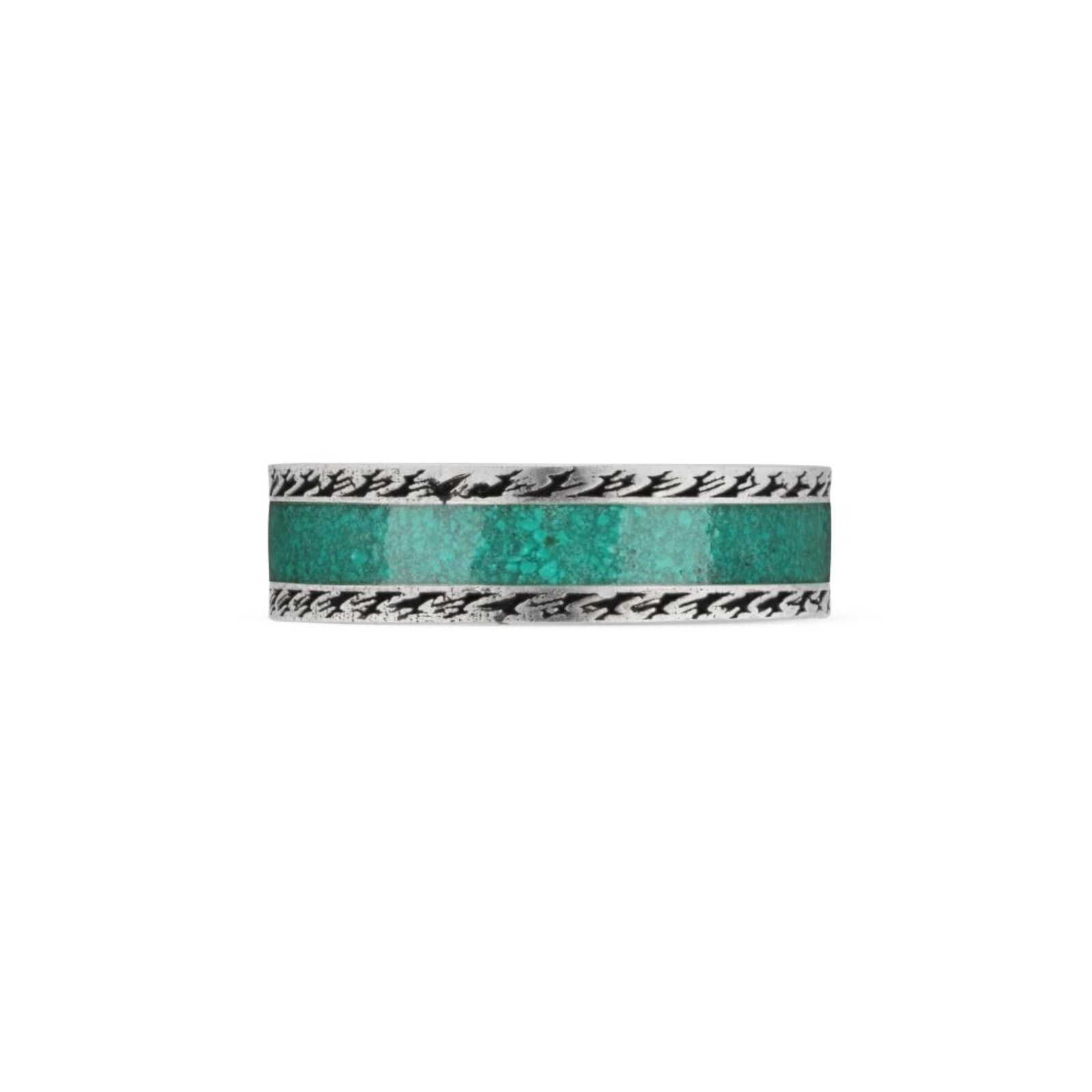 Gucci Gucci Interlocking Sterling Silver & Green Enamel Ring YBC645573001 | Goldsmiths