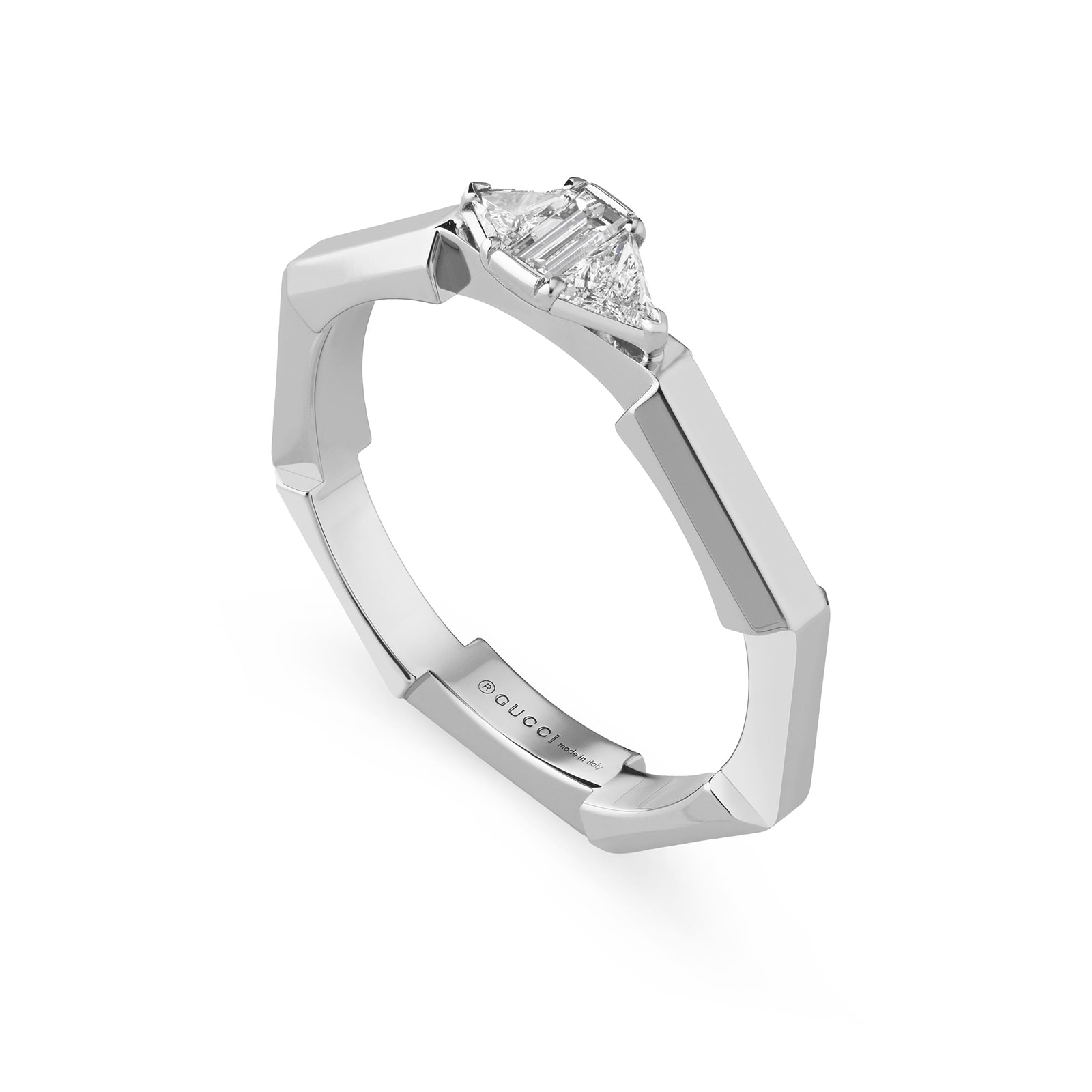 Gucci 18ct White Gold Gucci Link to Love 0.17cttw Diamond Ring - Ring ...