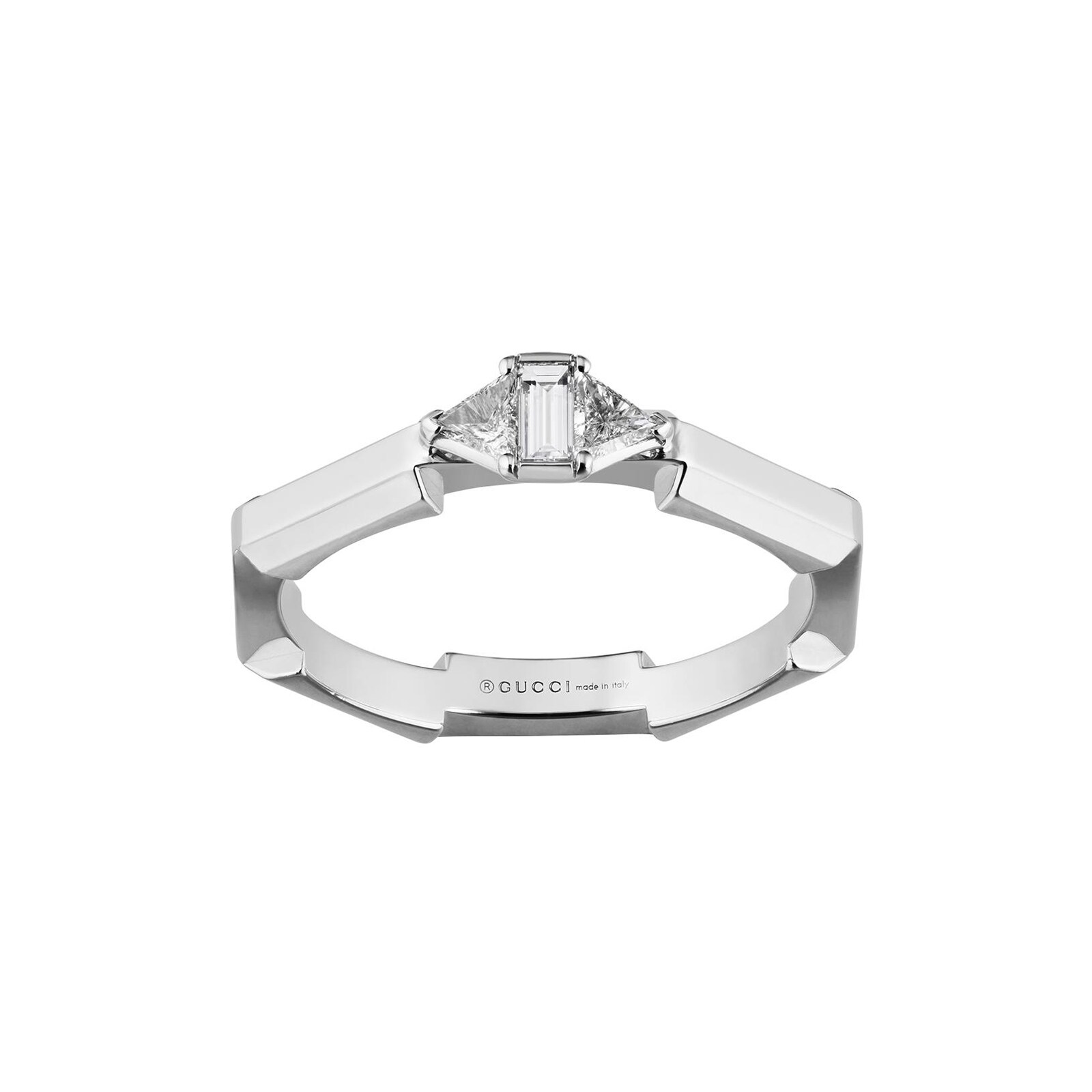 Gucci 18ct White Gold Gucci Link to Love 0.17cttw Diamond Ring - Ring ...