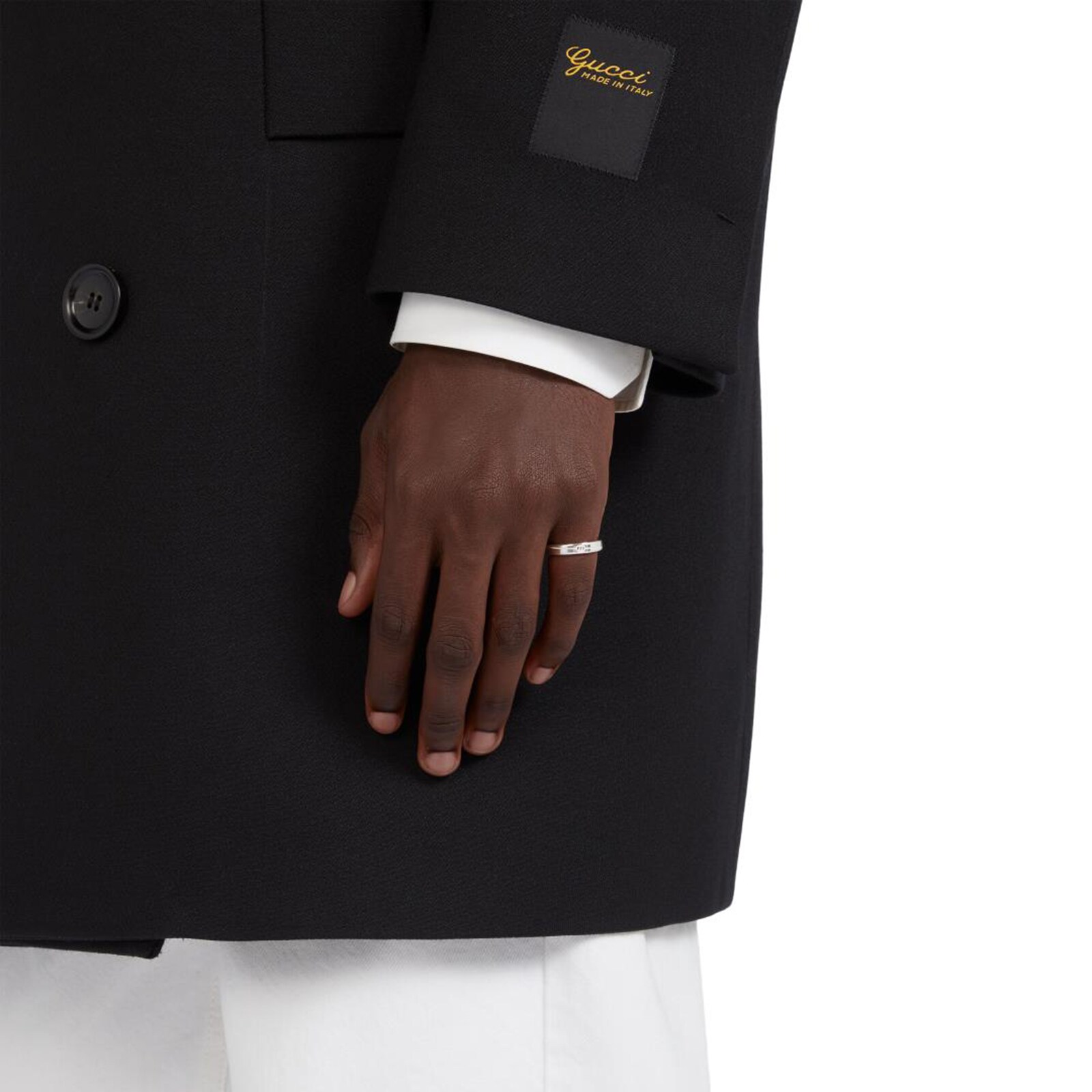 Gucci Gucci Tag Sterling Silver Logo 4mm Ring YBC774049001 | Goldsmiths