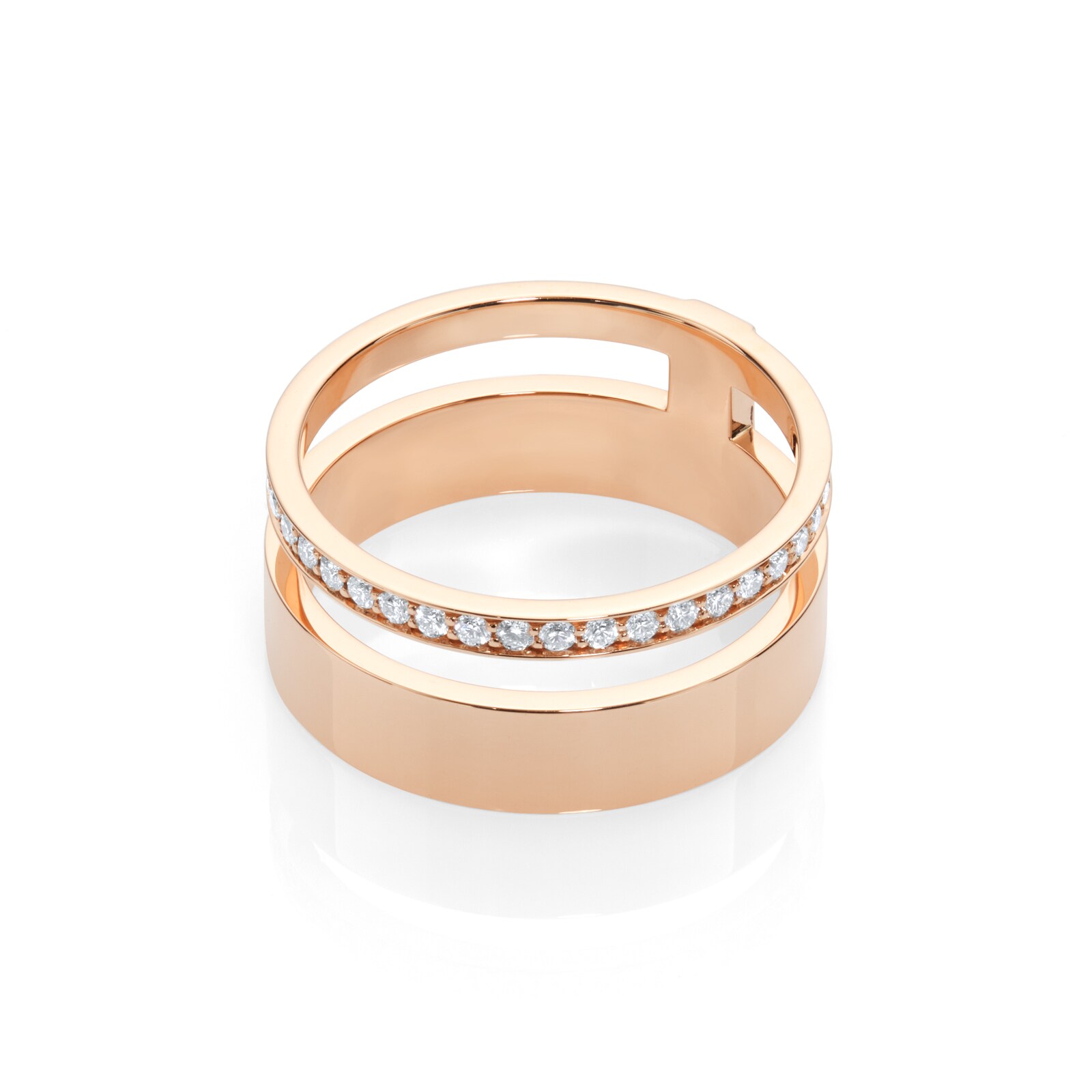 Repossi Berbere 18ct Rose Gold 0.34ct Diamond Two Row Ring - Ring Size ...