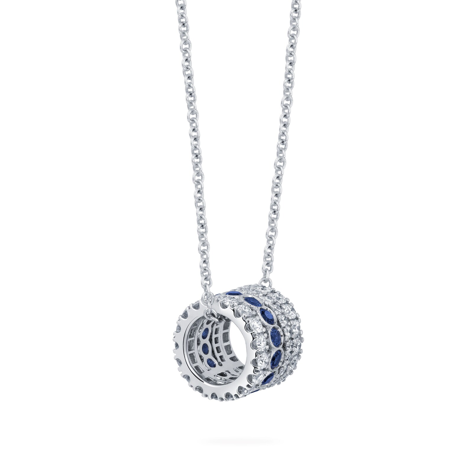 Bijoux Birks 18k White Gold 070cttw Diamond And 042cttw Sapphire Splash Roll Pendant