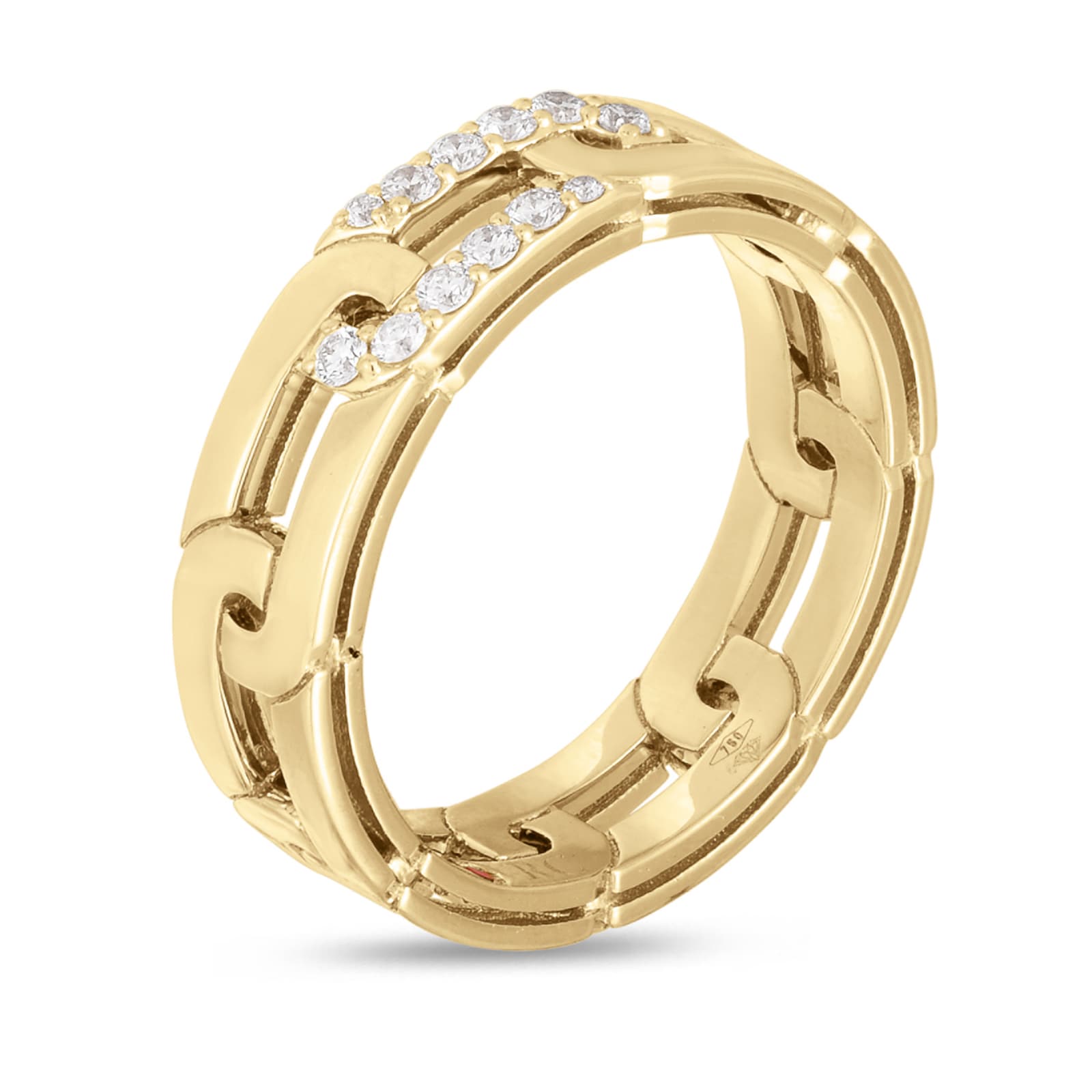 Roberto Coin 18ct Yellow Gold Navarra 0.15ct Diamond Ring ADR888RI2159 ...