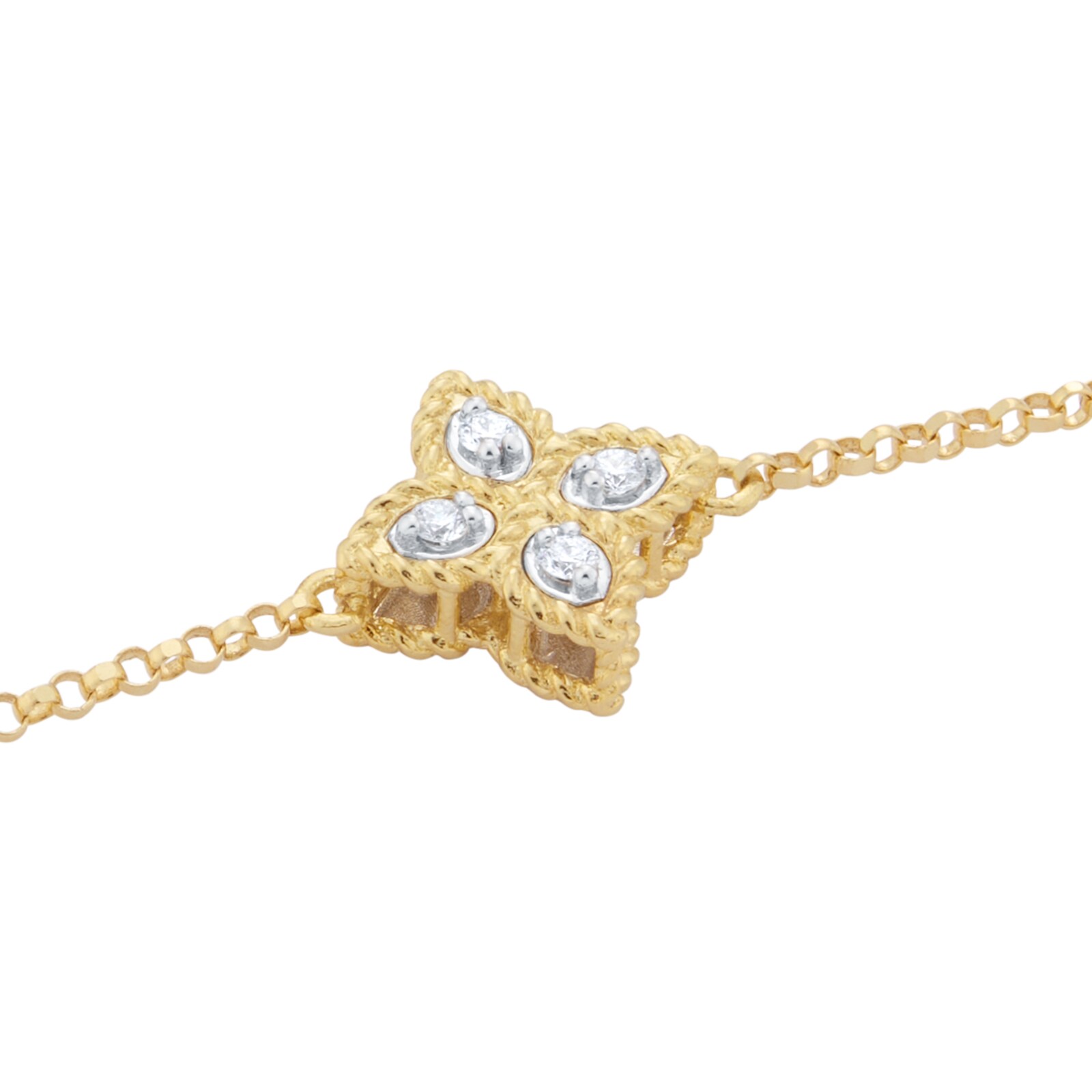 Roberto Coin Princess Flower 18ct Yellow Gold Diamond Bracelet ADR777BR1039 | Goldsmiths