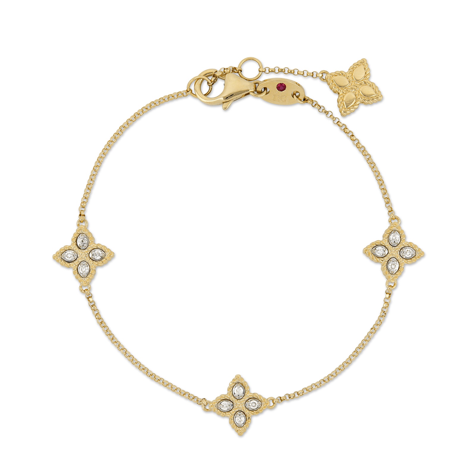 Roberto Coin Princess Flower 18ct Yellow Gold Diamond Bracelet ADR777BR1093 | Goldsmiths