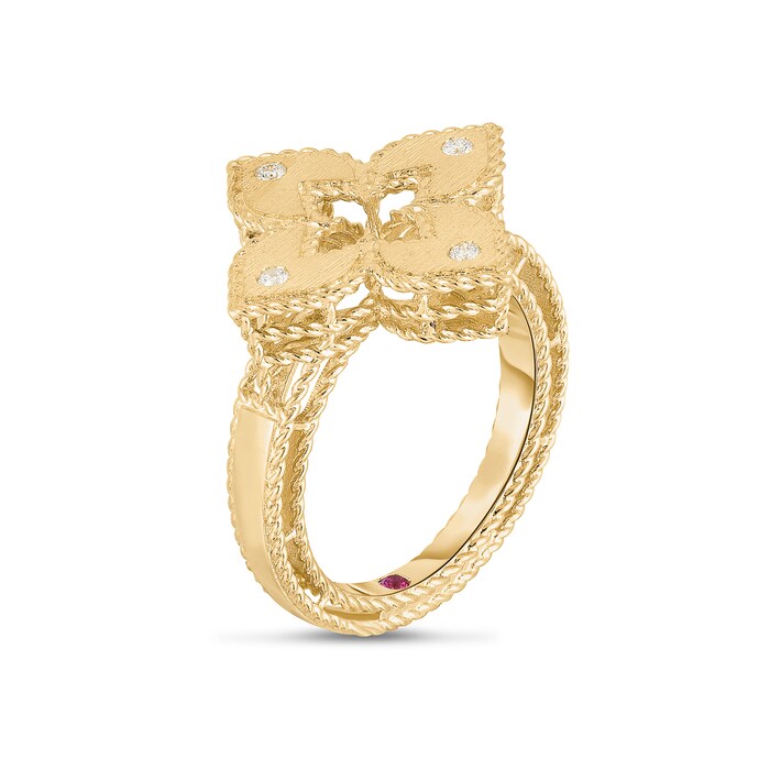 Roberto Coin 18ct Yellow Gold Venetian Princess 0.05ct Diamond Ring ...