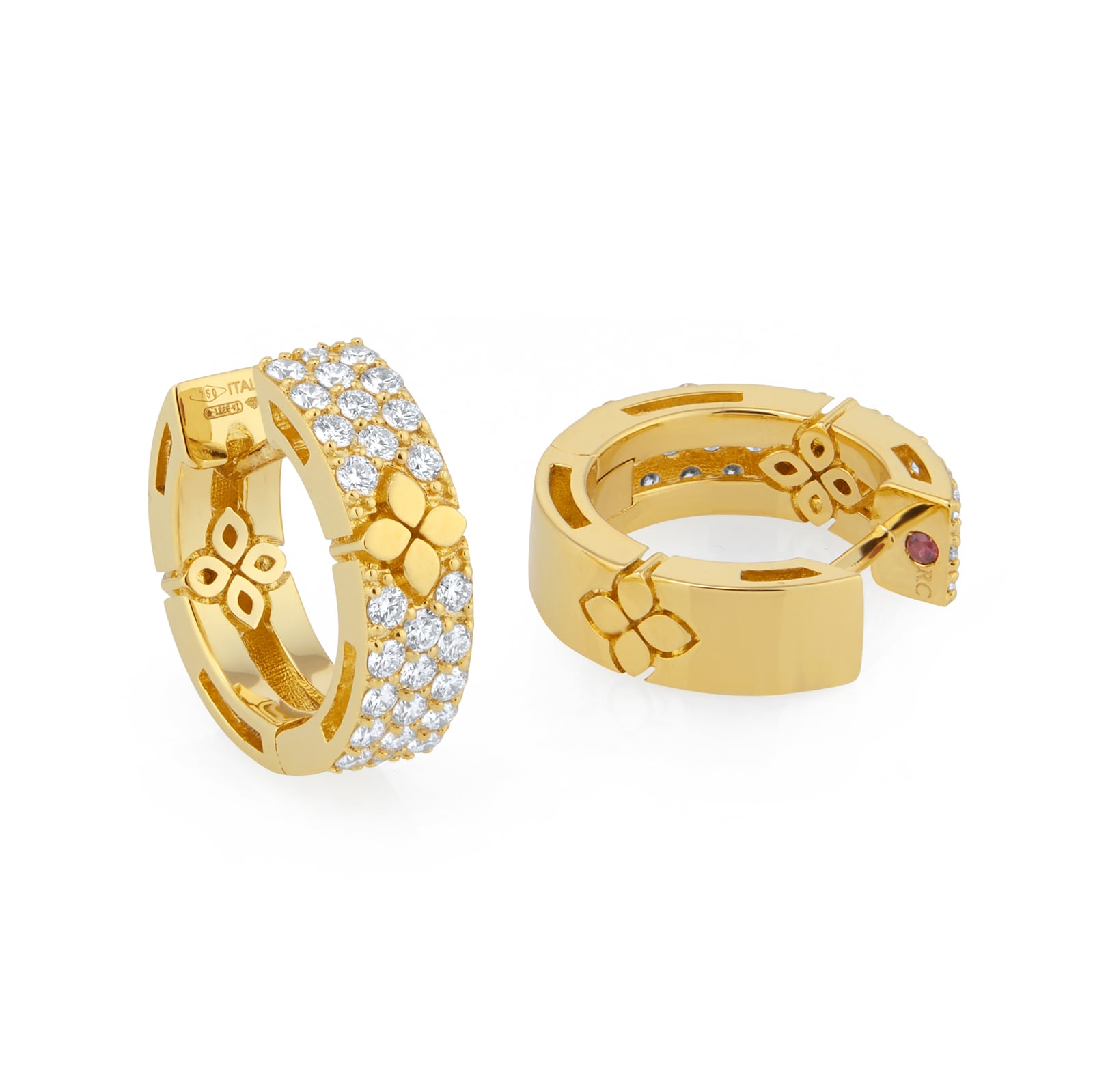 Roberto Coin Love In Verona 18ct Yellow Gold 2.87ct Diamond Hoop Earrings ADR888EA2455 Y ...