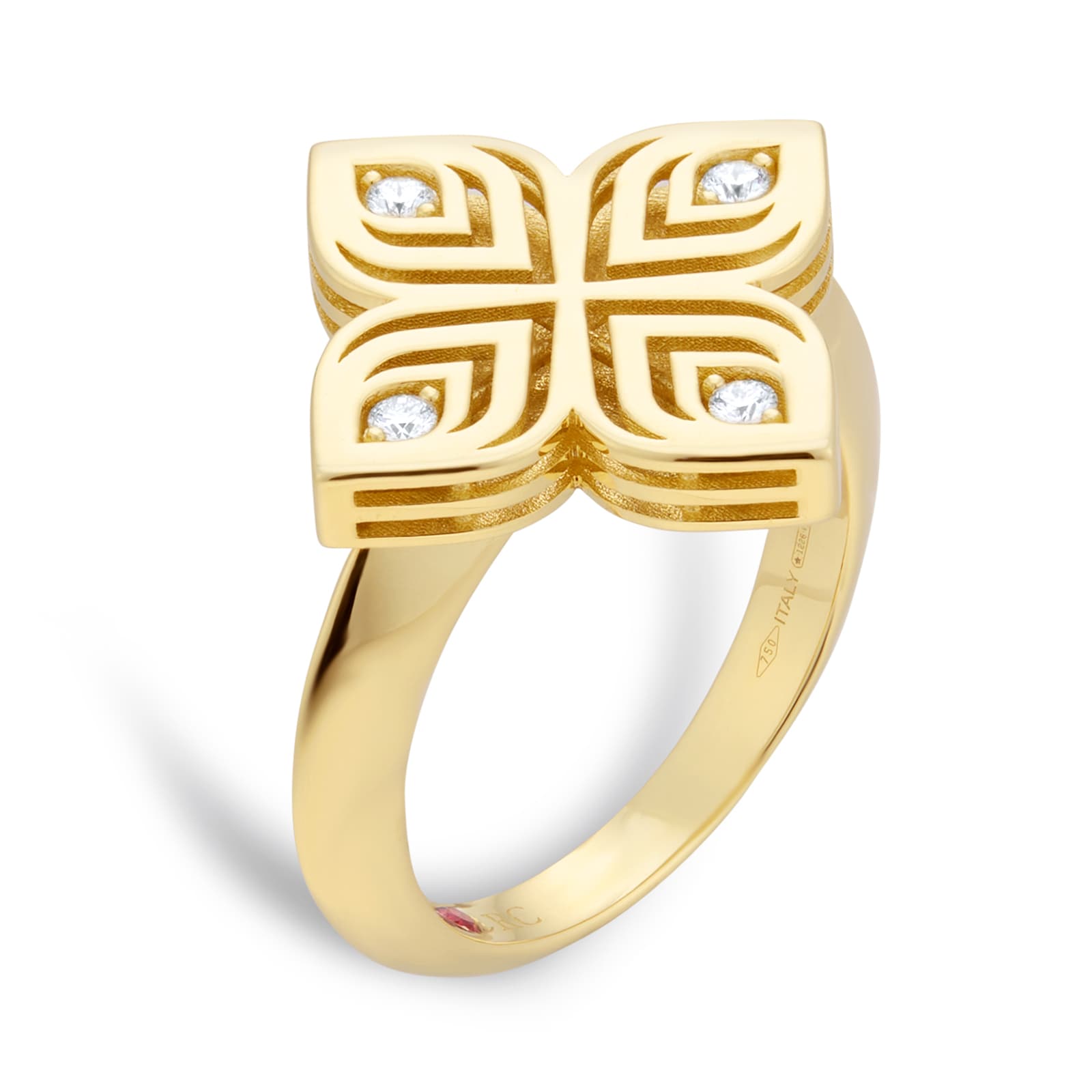 Roberto Coin Arabesque 18ct Yellow Gold 0.09ct Diamond Ring - Ring Size ...