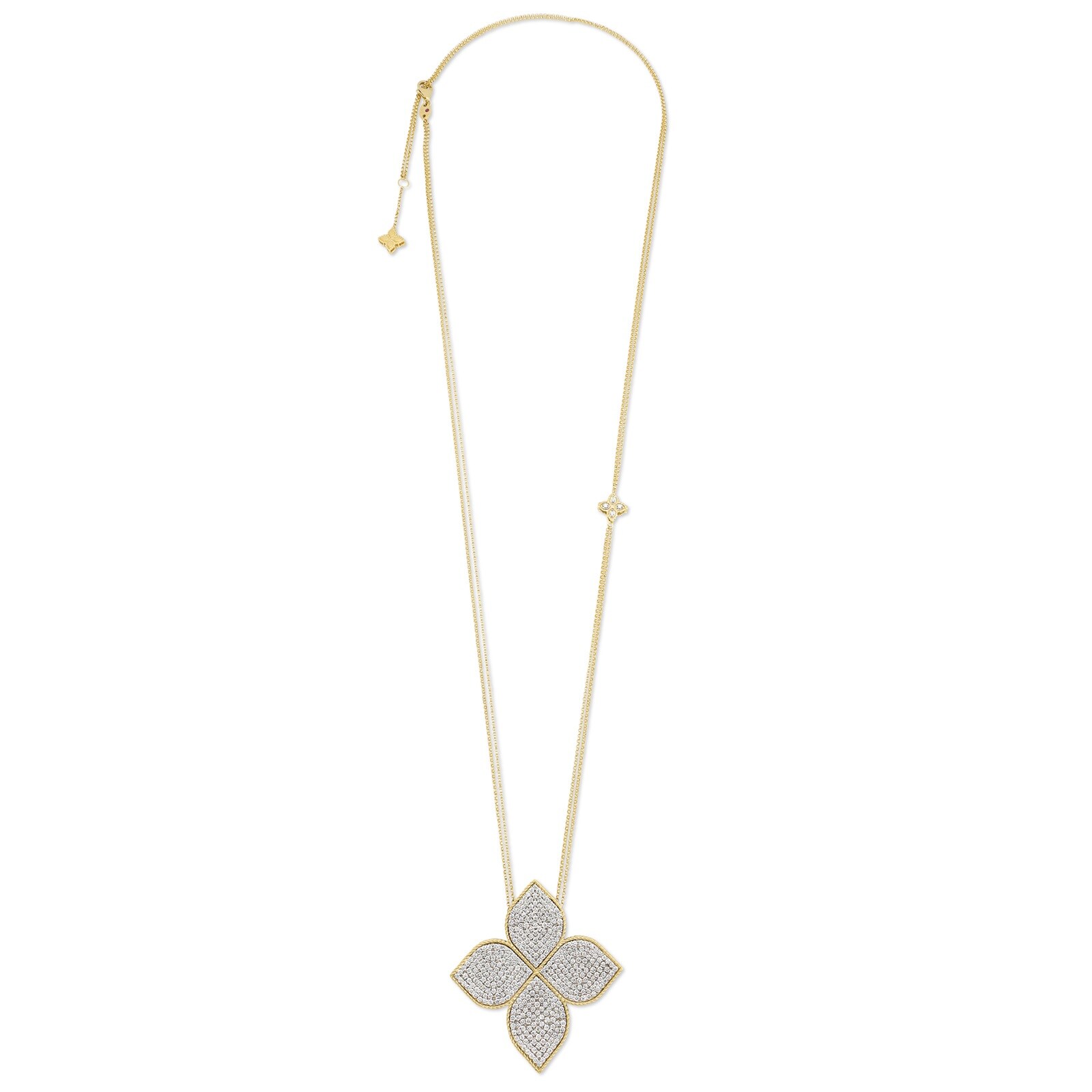 Roberto Coin Princess Flower 18ct Yellow Gold 4.09ct Diamond Pendant ADR777CL0830 | Goldsmiths