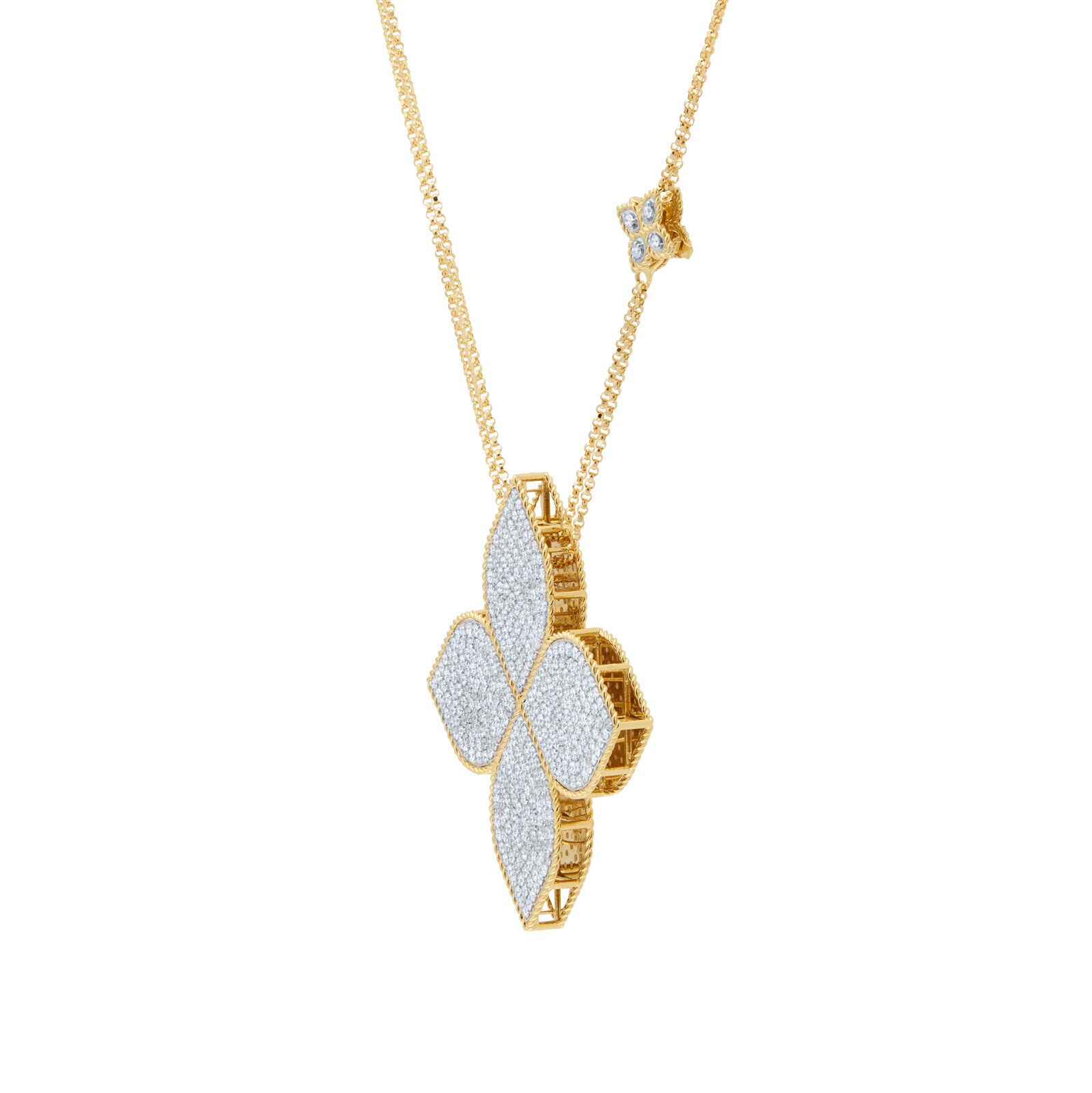 Roberto Coin Princess Flower 18ct Yellow Gold 4.09ct Diamond Pendant ADR777CL0830 | Goldsmiths