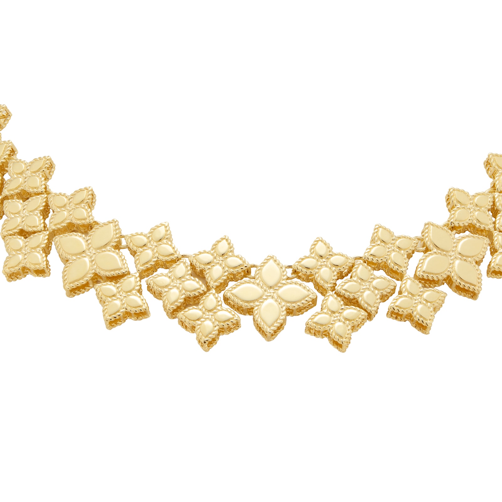 Roberto Coin Princess Flower 18ct Yellow Gold Floral Collar Necklace AR777CL0634_435 Y | Goldsmiths