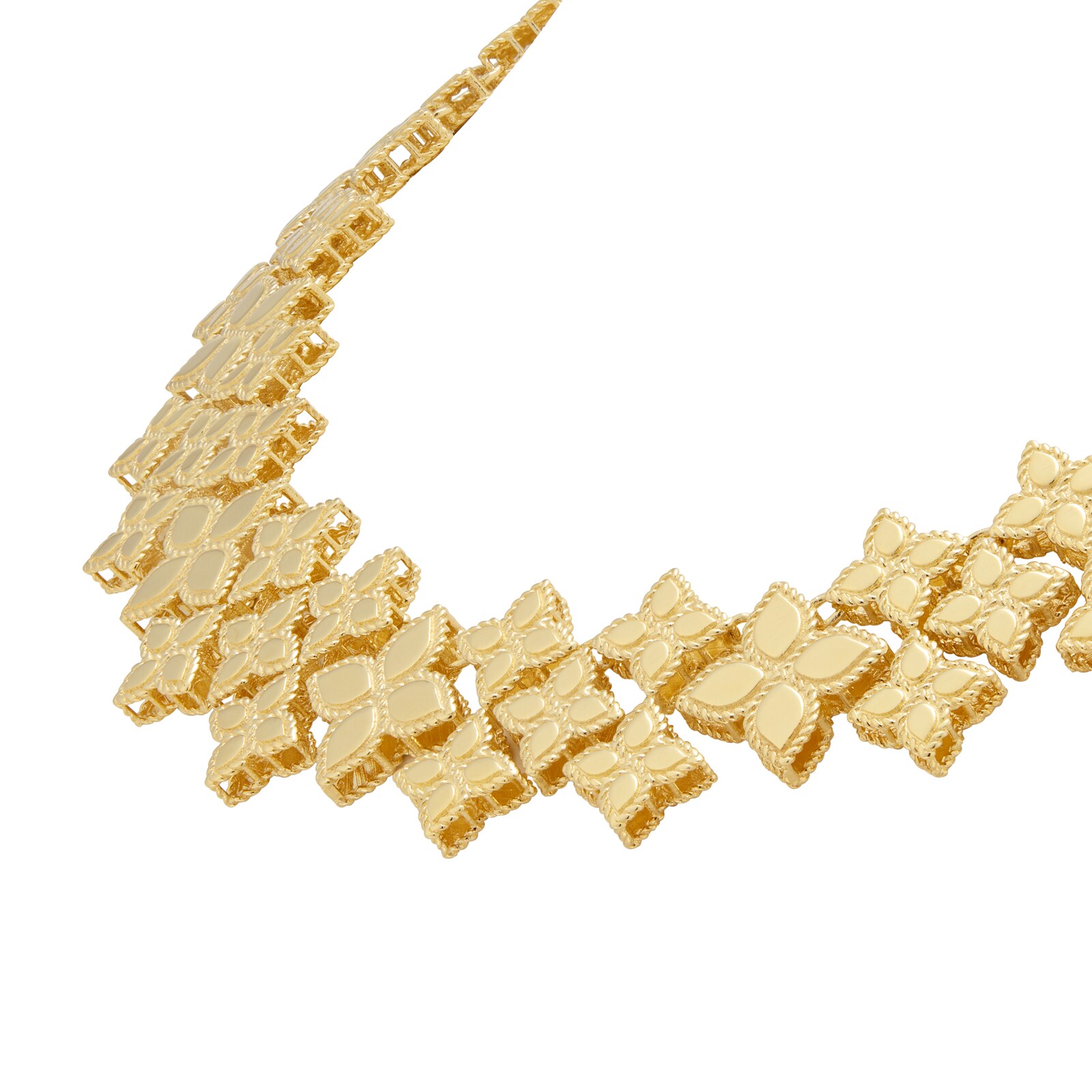 Roberto Coin Princess Flower 18ct Yellow Gold Floral Collar Necklace AR777CL0634_435 Y | Goldsmiths