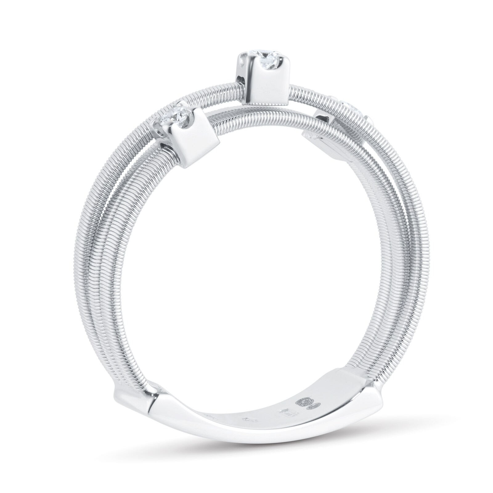 Marco Bicego 18ct White Gold Goa Collection Three Strand Diamond & Pave ...