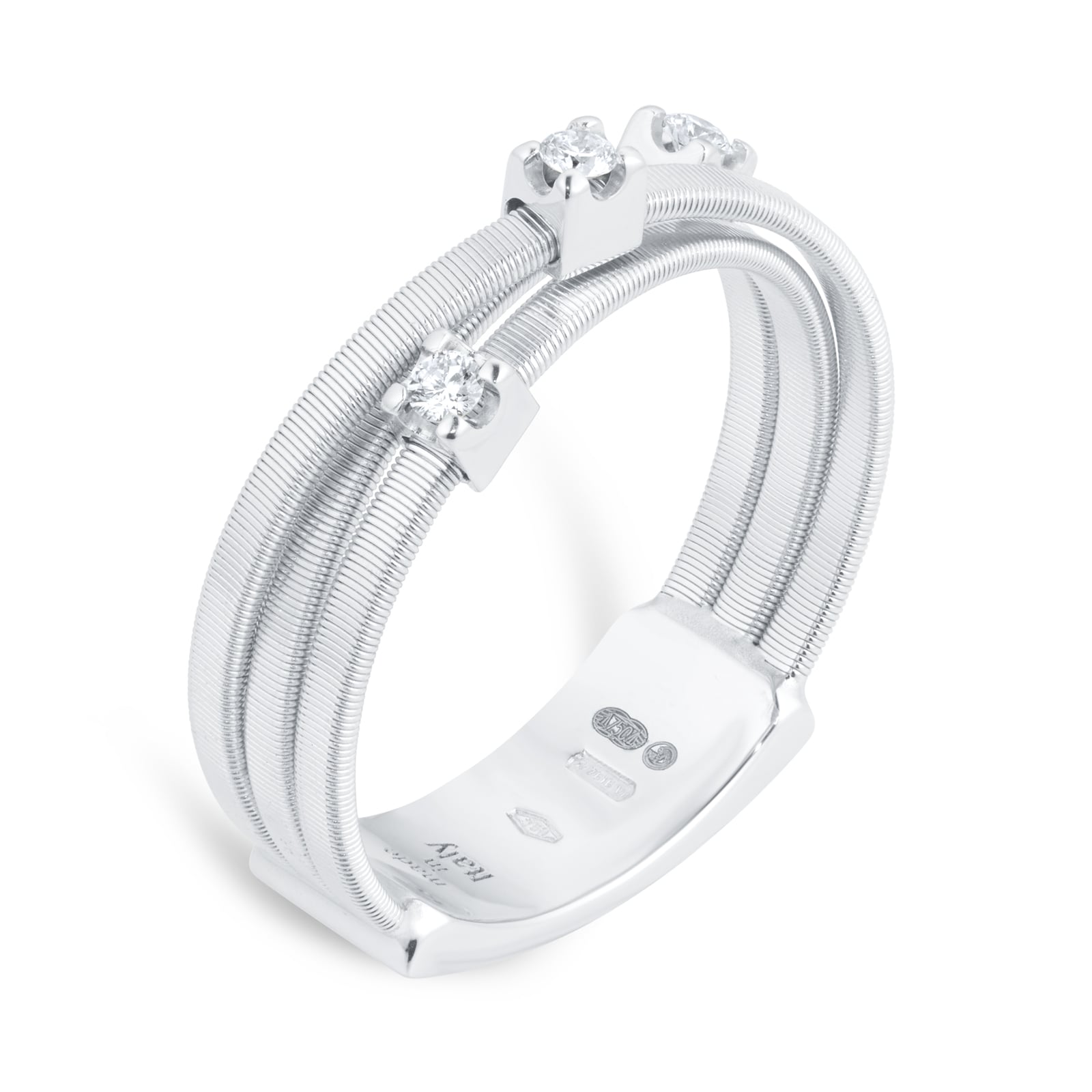 Marco Bicego 18ct White Gold Goa Collection Three Strand Diamond & Pave ...