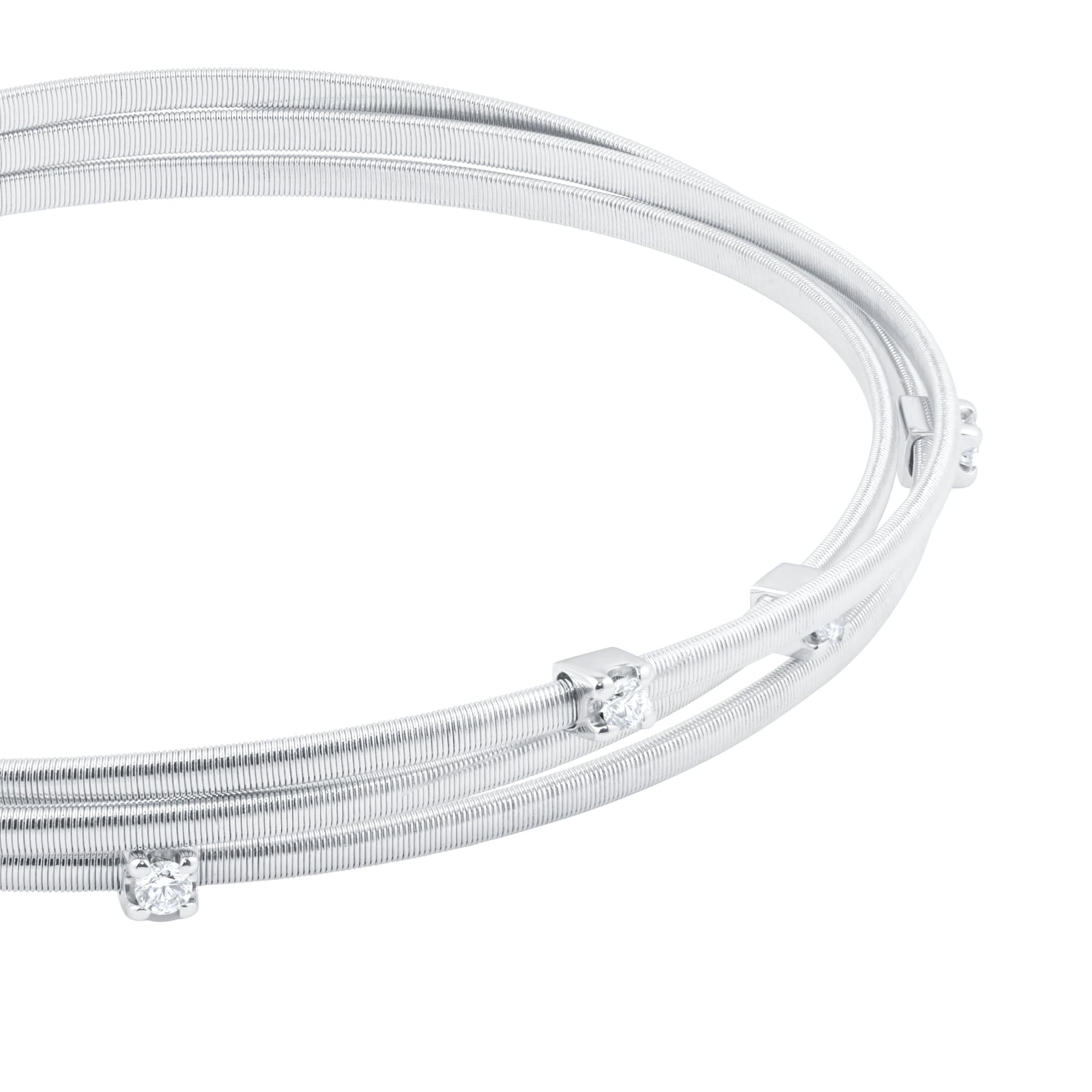 Marco Bicego 18ct White Gold Goa Collection Three Strand Diamond ...