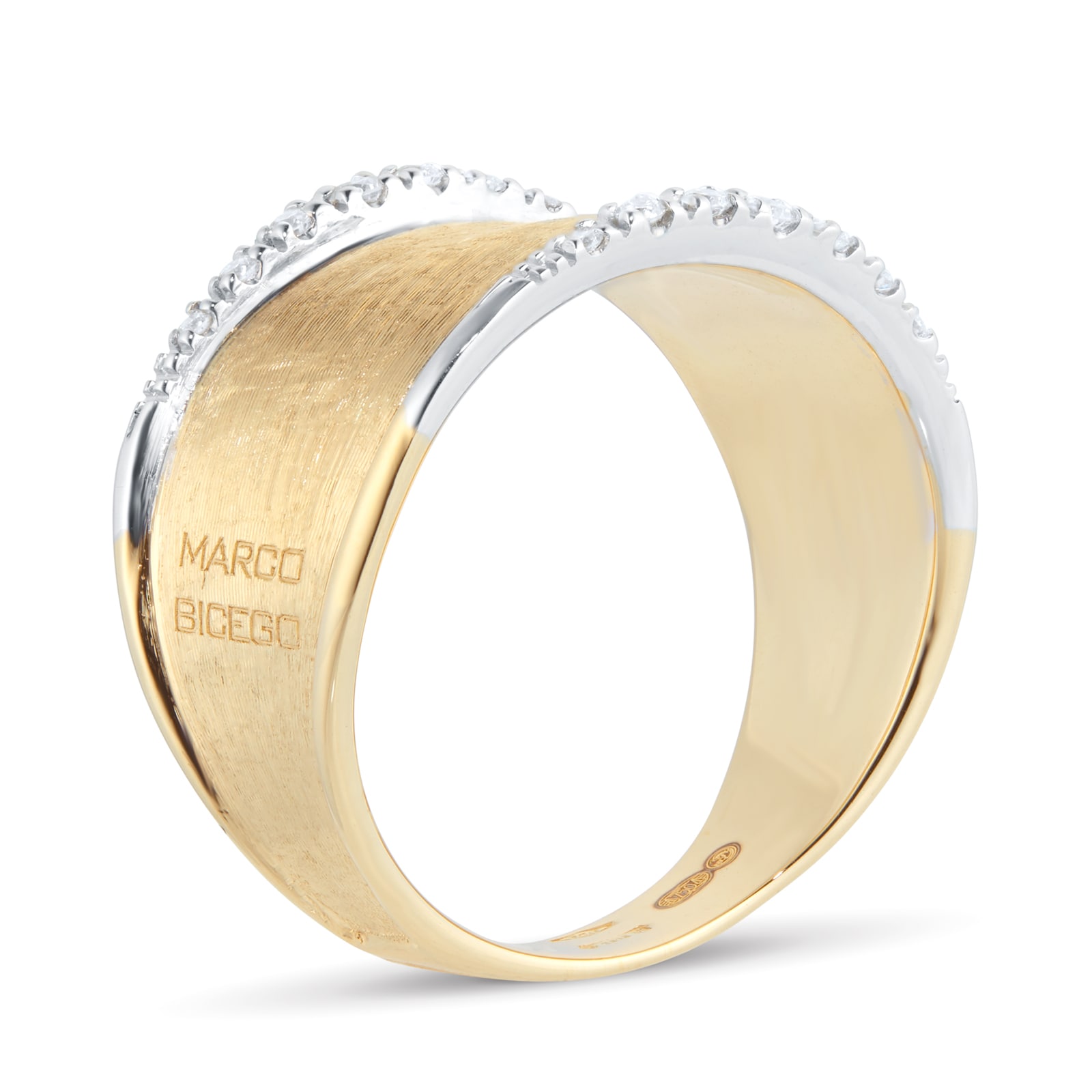 Marco Bicego 18ct Yellow Gold Lunaria Collection Diamond Ring AB550 B ...