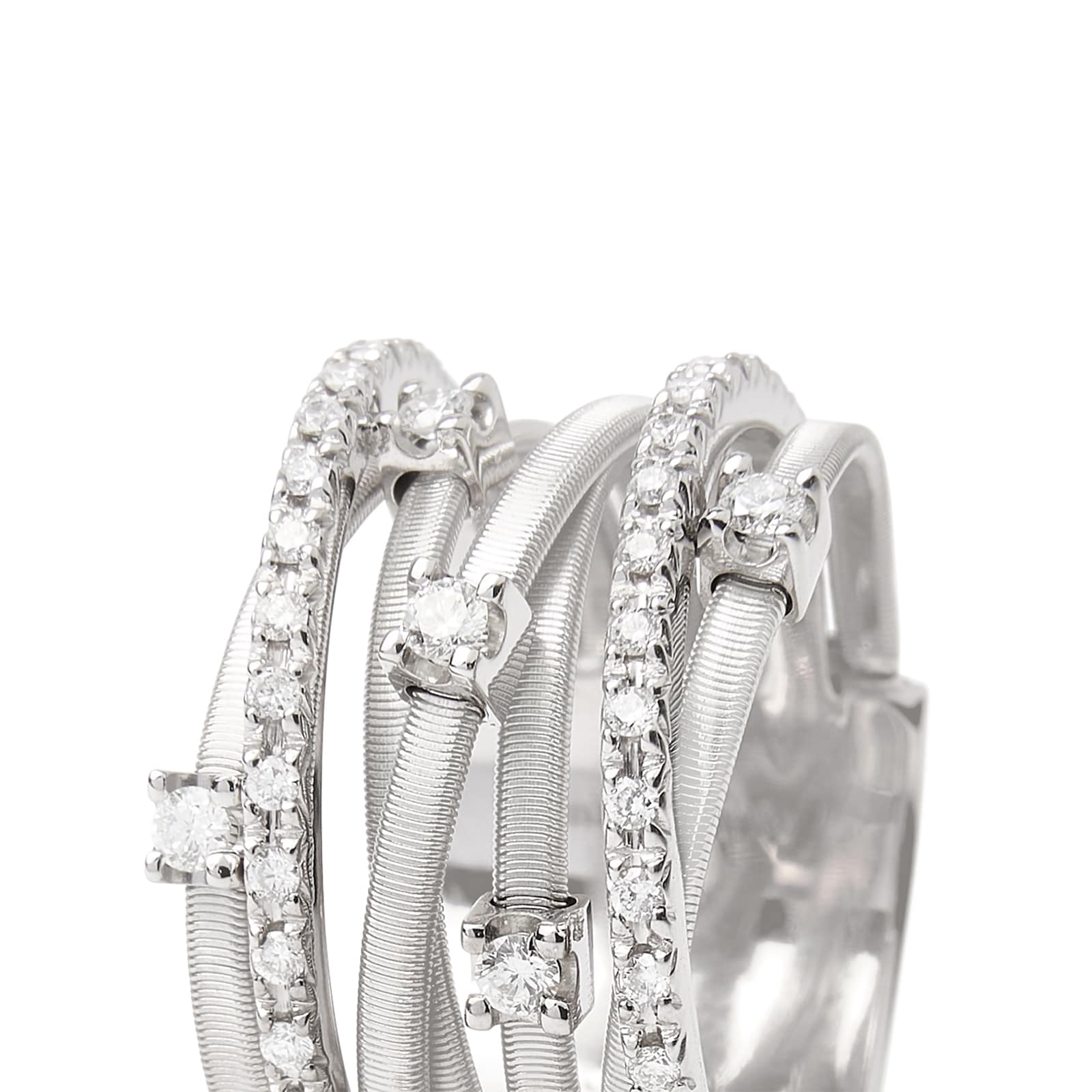 Marco Bicego 18ct White Gold Goa Collection Seven Strand Diamond Ring ...