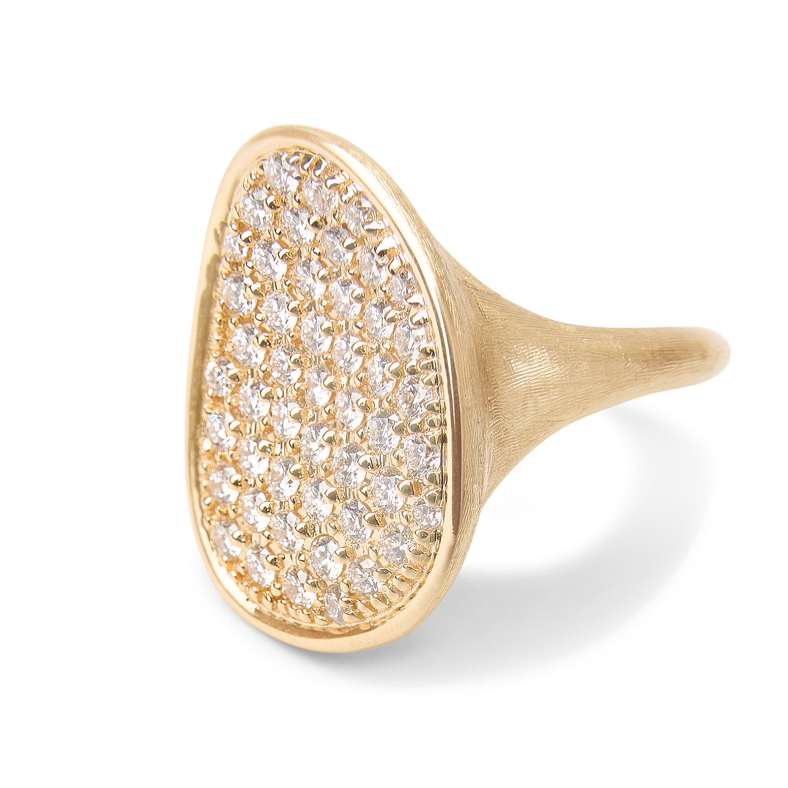 Marco Bicego 18ct Yellow Gold Lunaria Alta Diamond Pavé Ring AB566 B1 ...