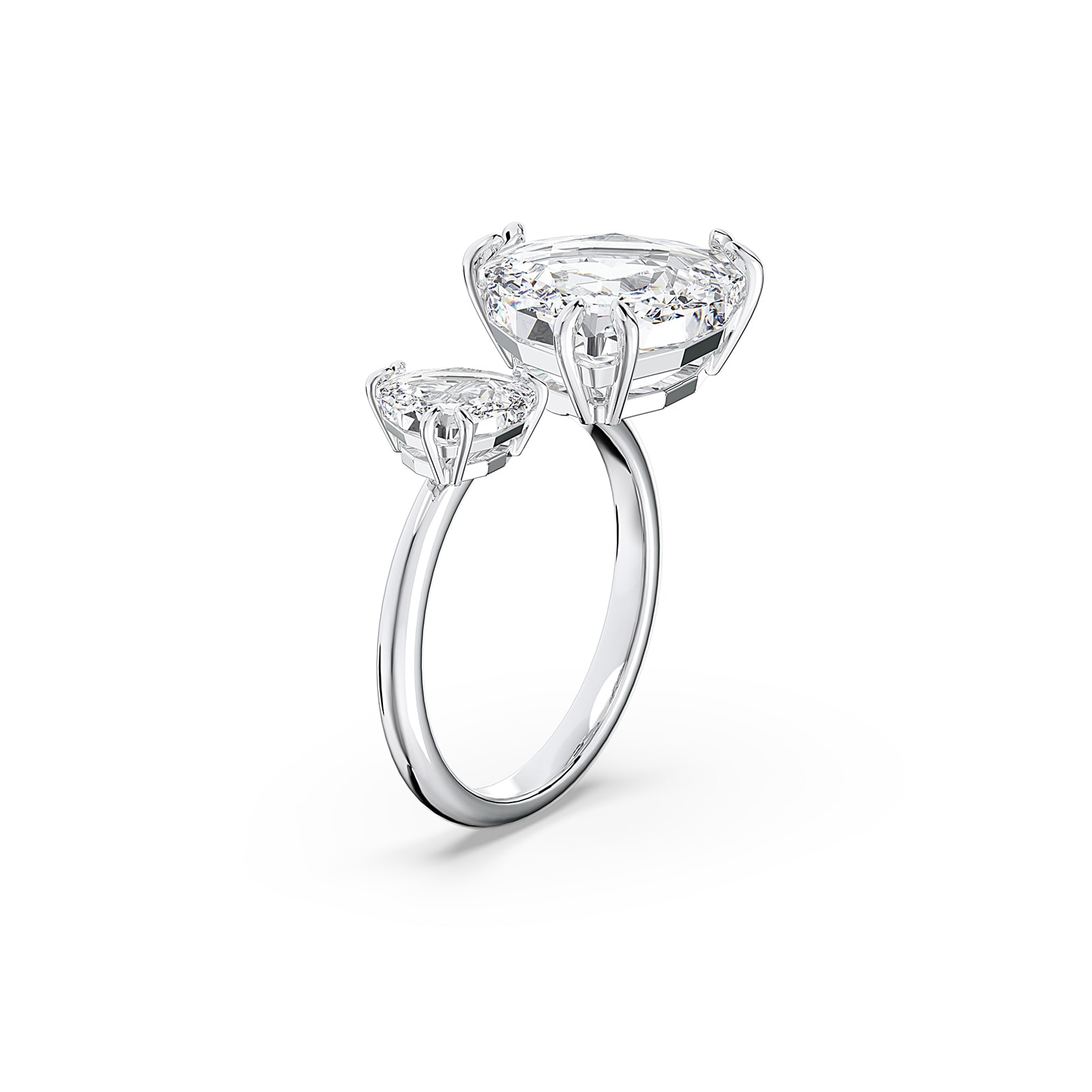 SWAROVSKI Rhodium Plated Millenia Trilliant White Crystal Ring 5610390 ...