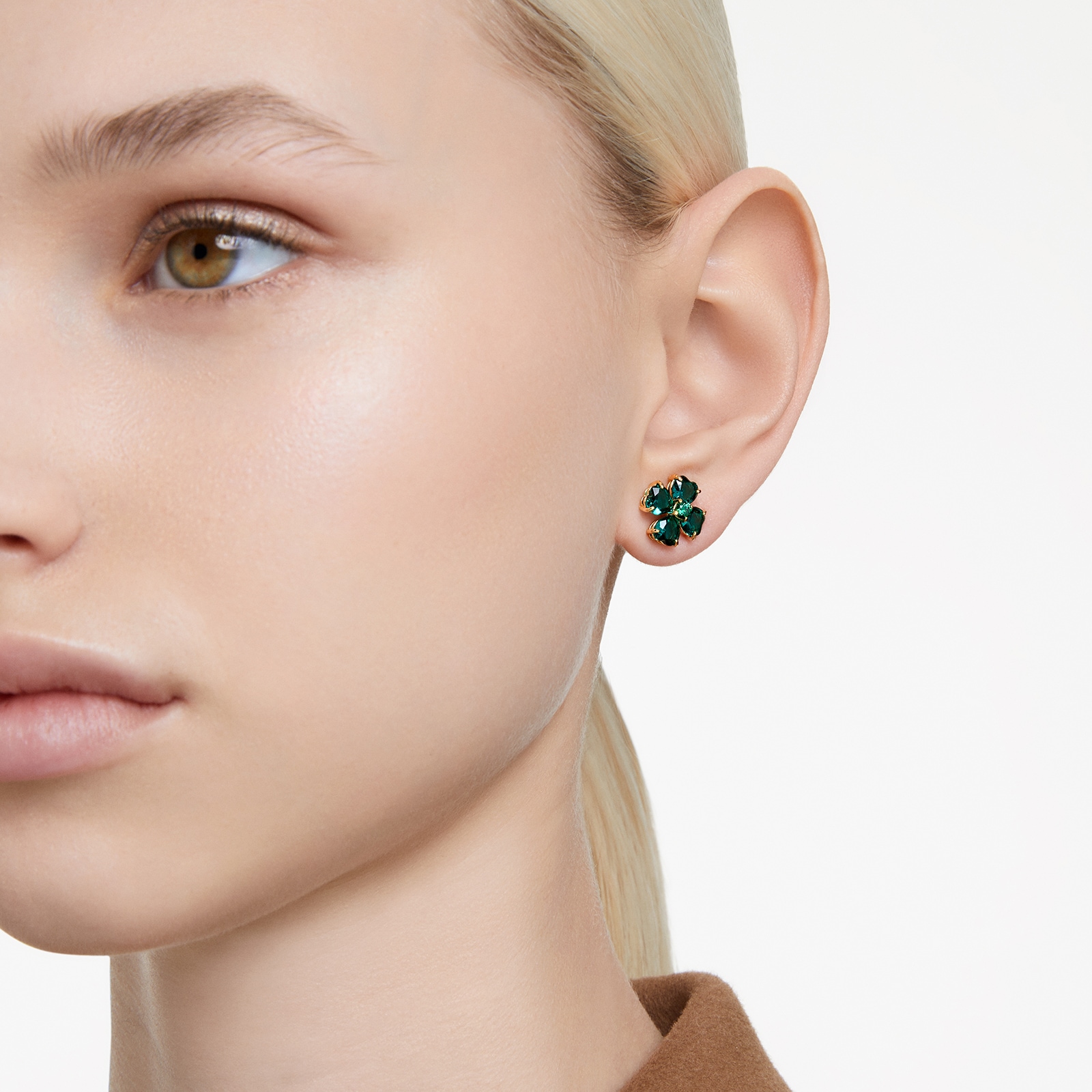 SWAROVSKI Idyllia Green Clover Stud Earrings 5666236 | Goldsmiths