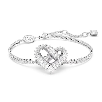 SWAROVSKI Matrix Rhodium Plated Woven Heart Bracelet 5648299 | Goldsmiths