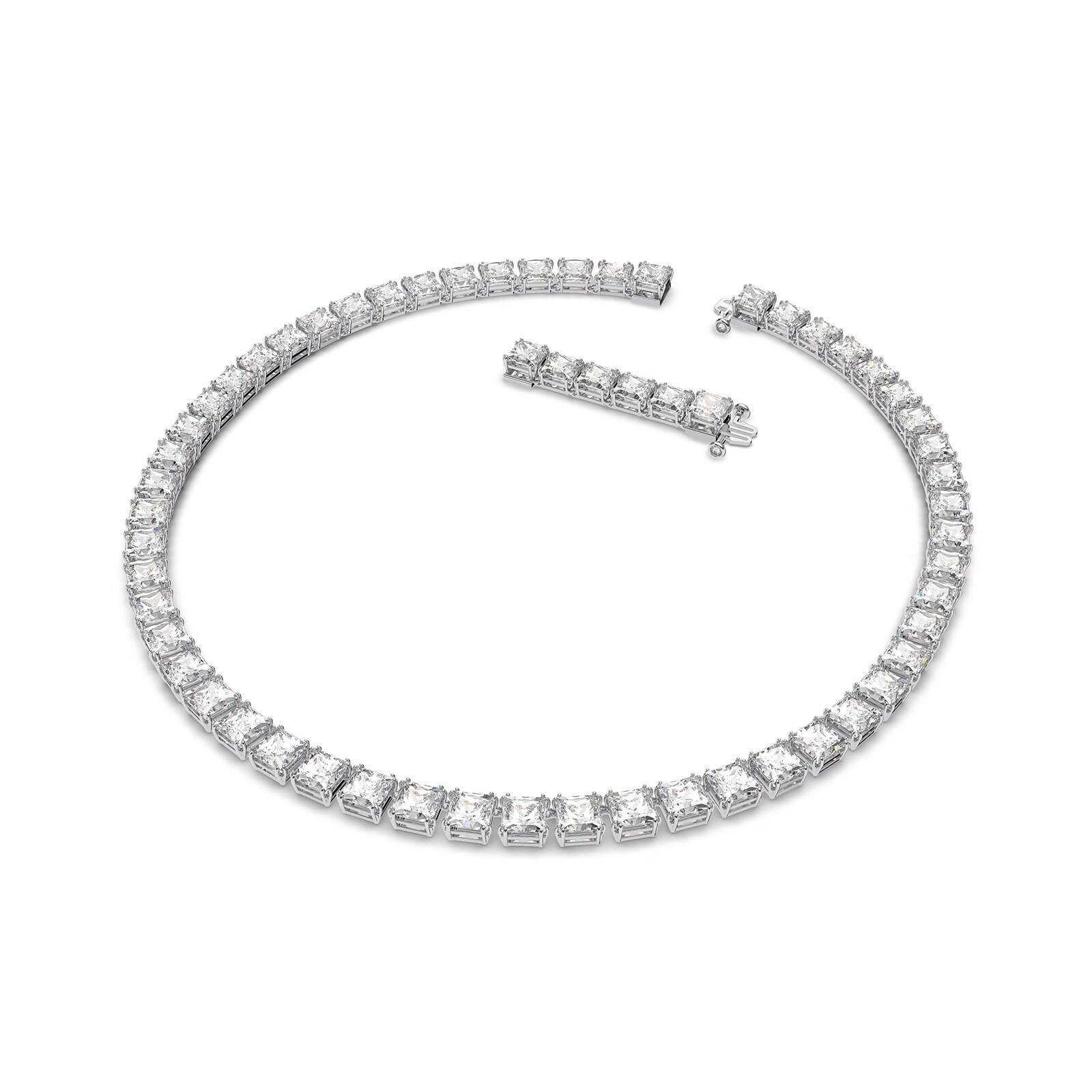 SWAROVSKI Rhodium Plated Millenia Small Square Cubic Zirconia Necklace ...