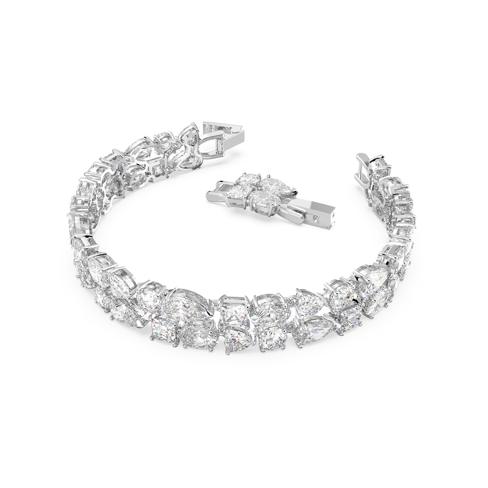SWAROVSKI Rhodium Plated Tennis Deluxe Mixed Cubic Zirconia Bracelet ...