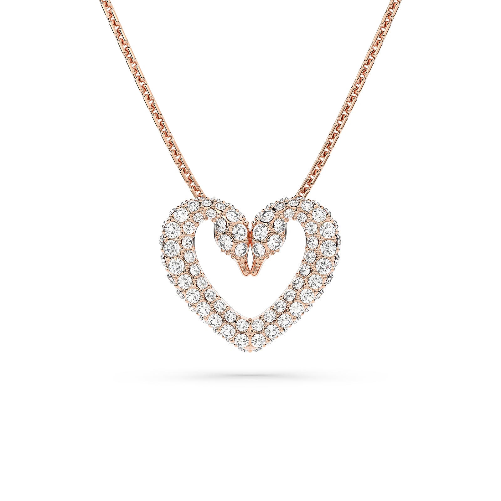 SWAROVSKI Rose Gold Coloured Una Pave Heart Crystal Pendant 5628657 ...