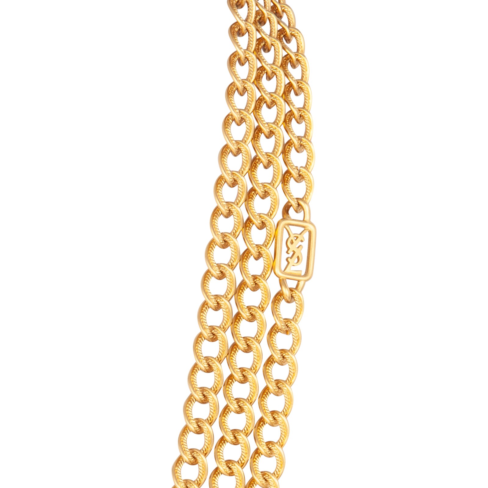 Susan Caplan Vintage YSL Yellow Gold Plated Textured Chain Necklace ...